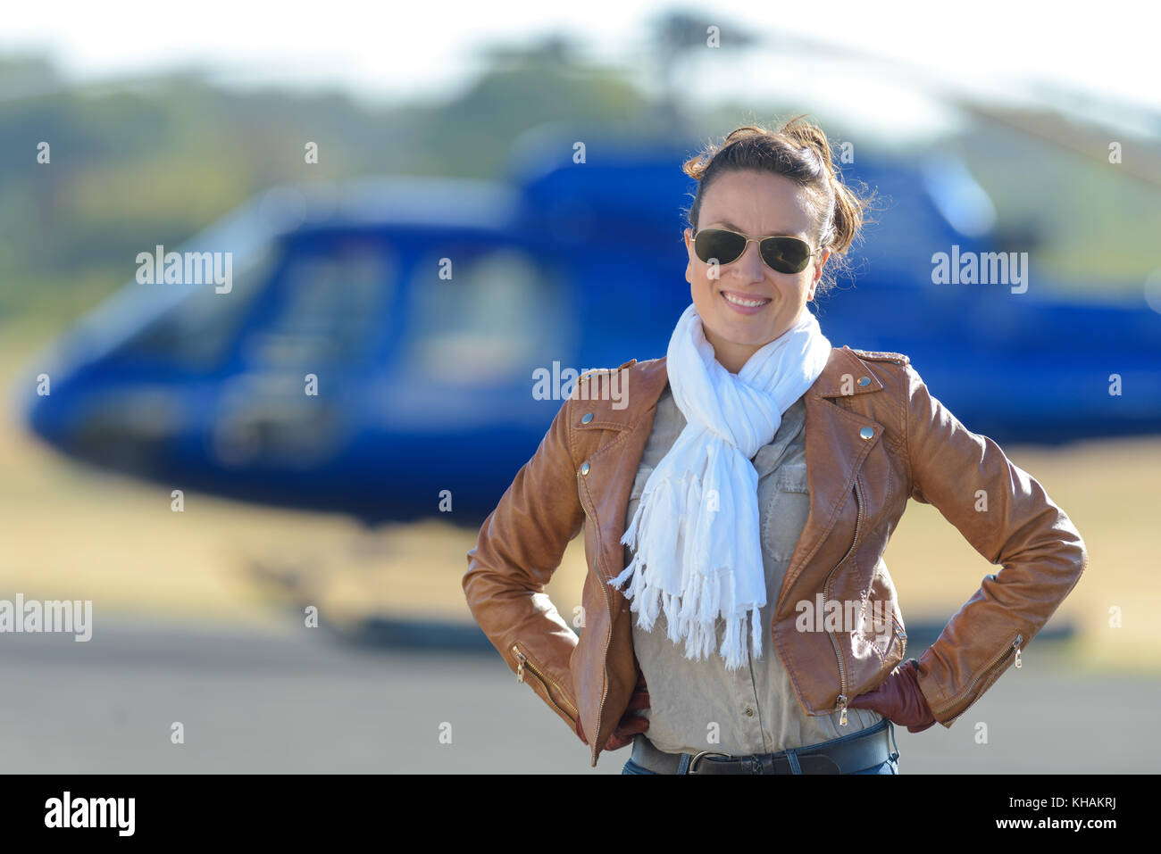 young woman helicopter pilot Stock Photo - Alamy