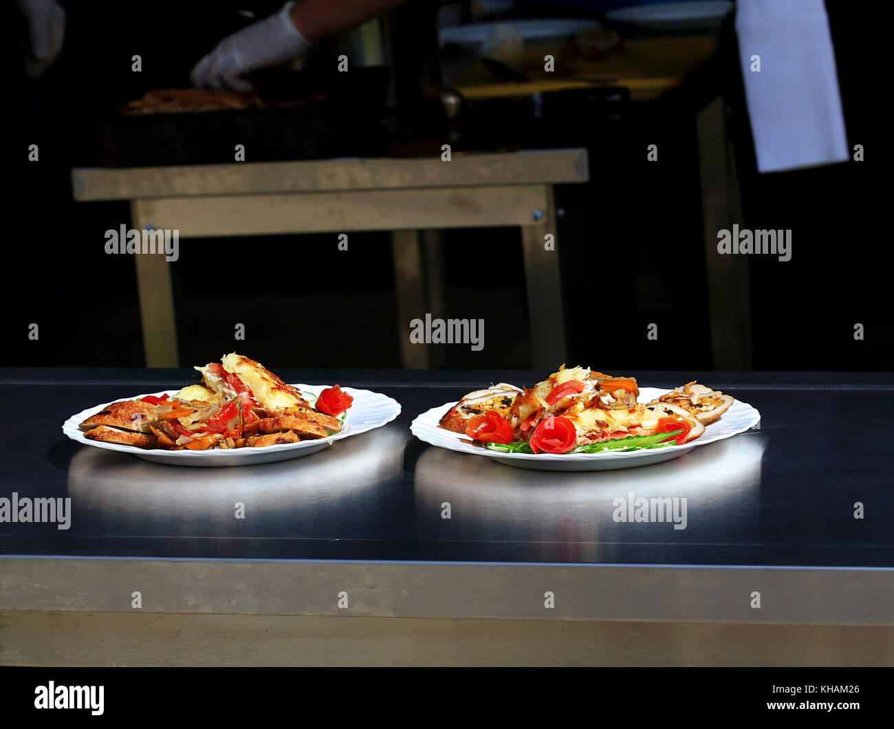 Two plates meat dish hi-res stock photography and images - Alamy