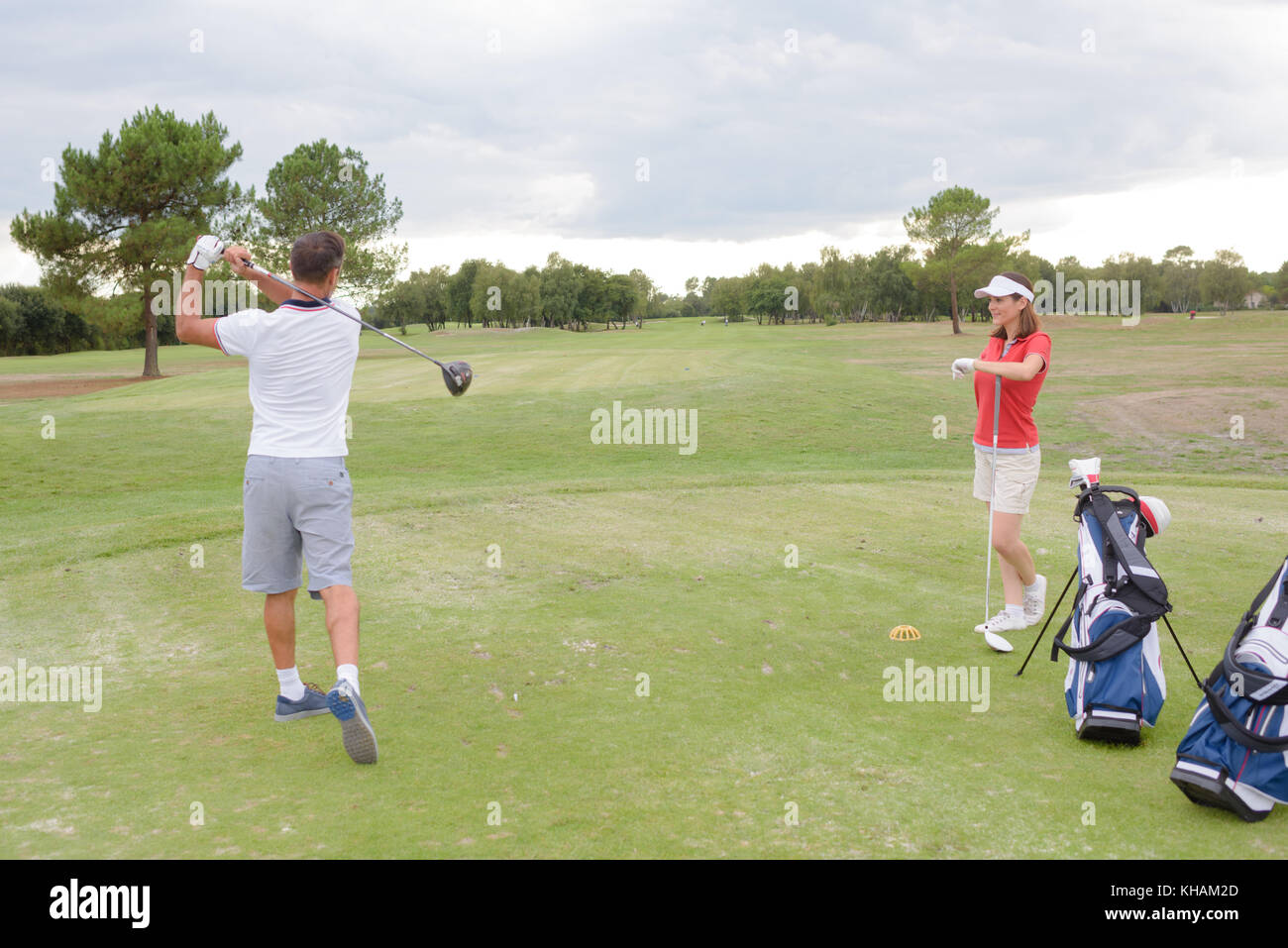 teaching the golf position Stock Photo - Alamy