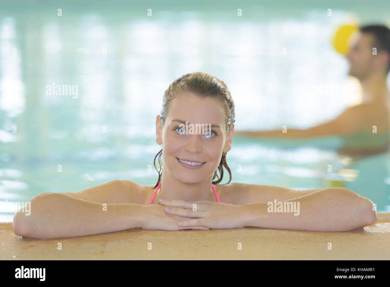 female swimmer in an indoor swimming pool Stock Photo - Alamy
