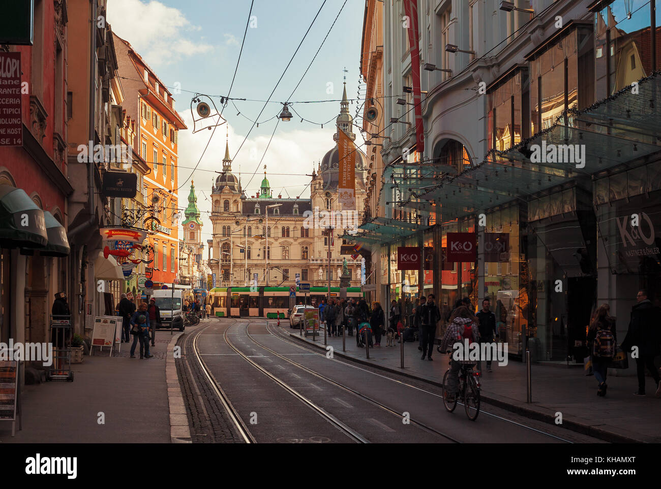 Graz, Austria - November 10, 2017: Street of Graz, architectural and ...