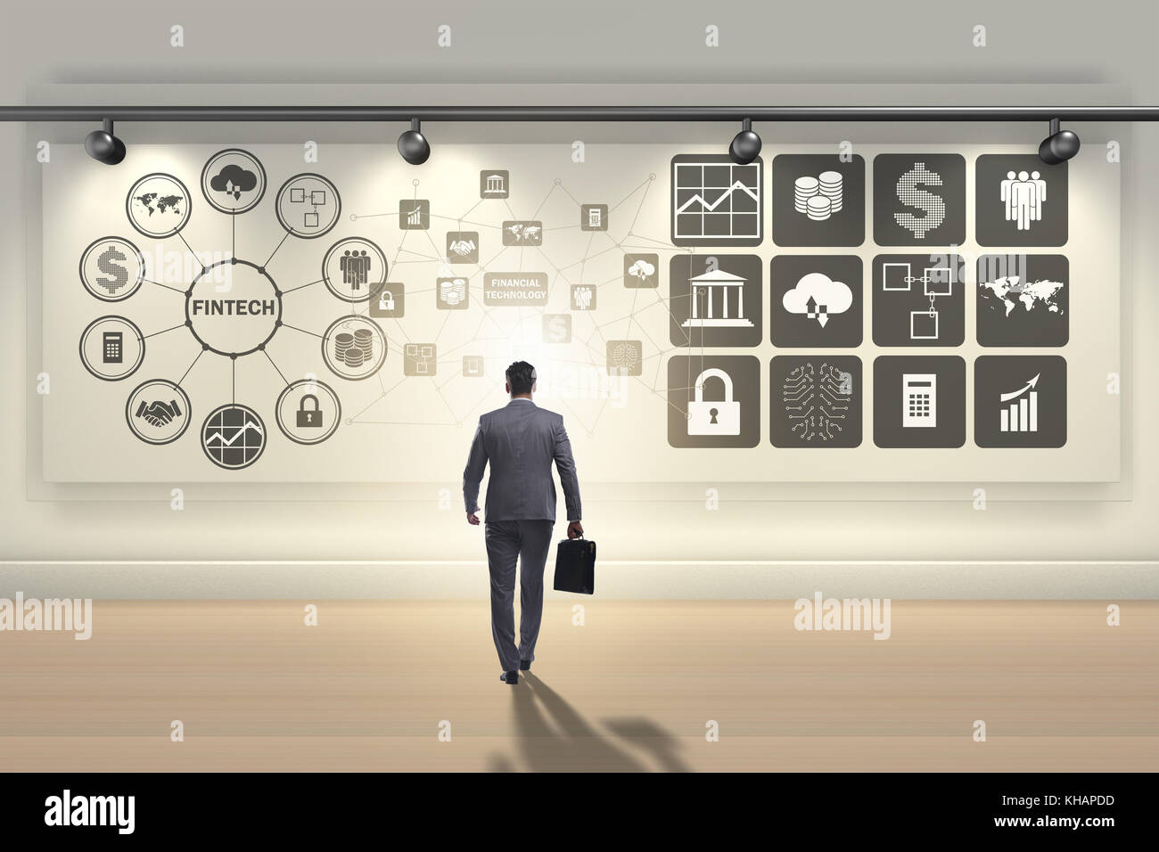 Businessman in financial technology fintech concept Stock Photo - Alamy