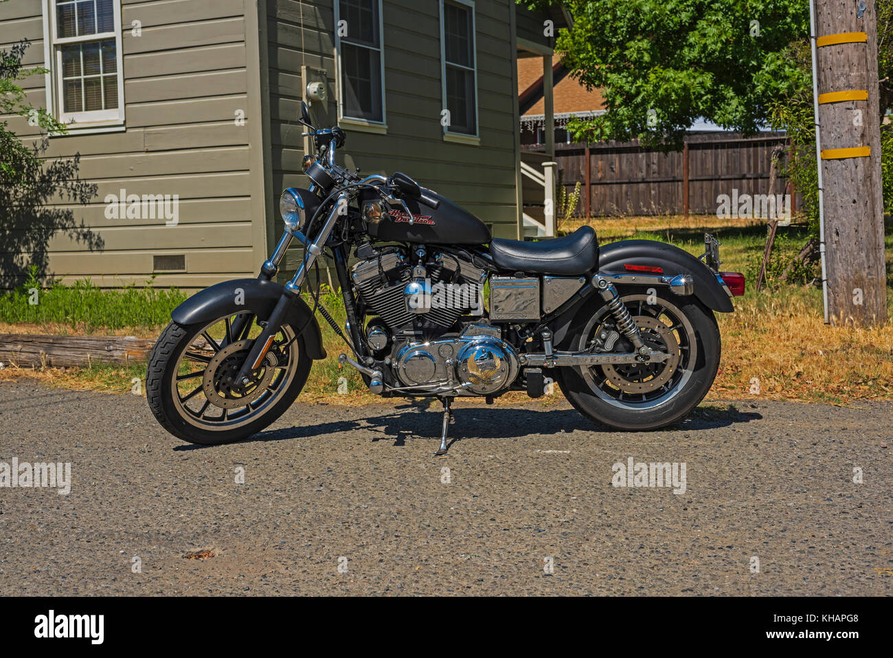Stock Photo Harley Davidson Motorcycle In Rustic Northern California ...