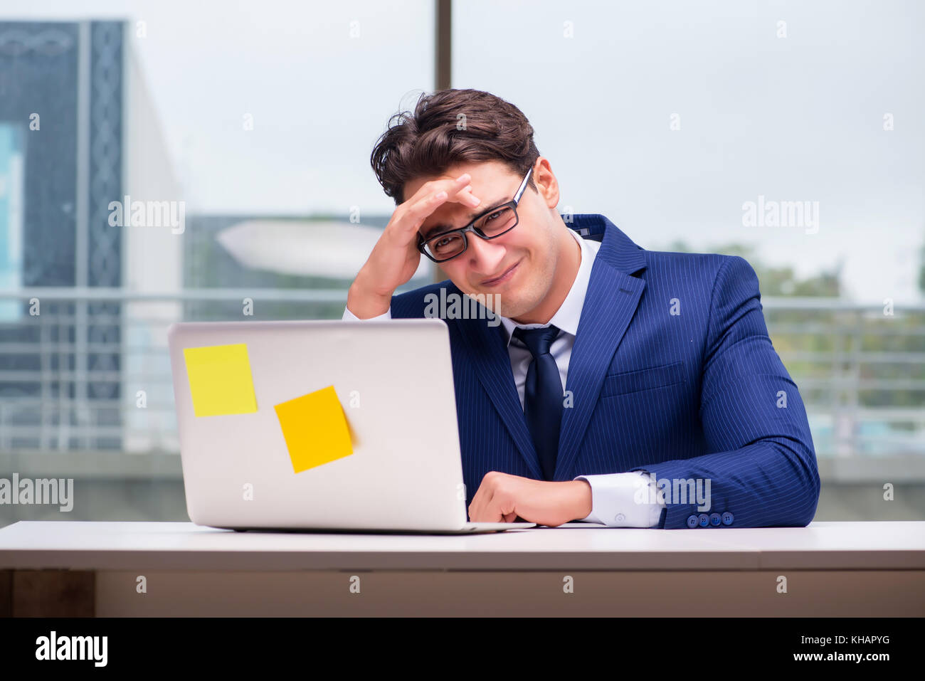 Workaholic businessman overworked with too much work in office Stock ...