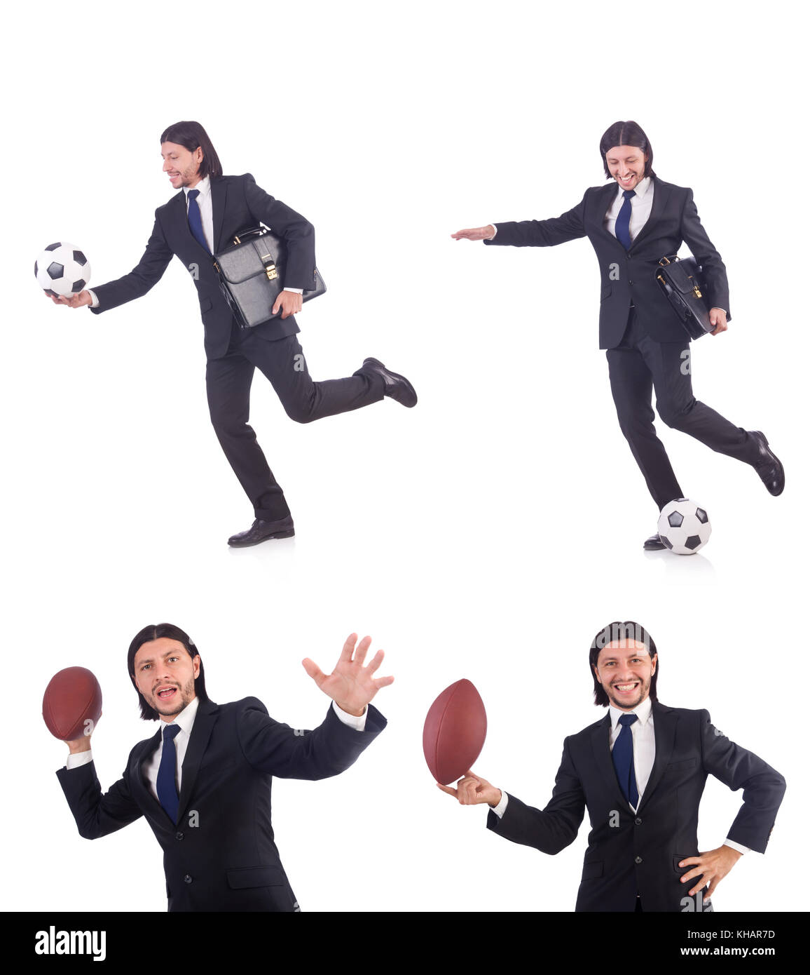 Man with football isolated on white Stock Photo - Alamy