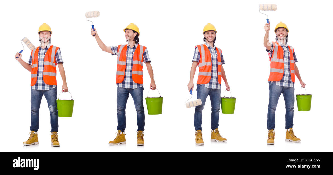 Painter isolated on the white background Stock Photo - Alamy