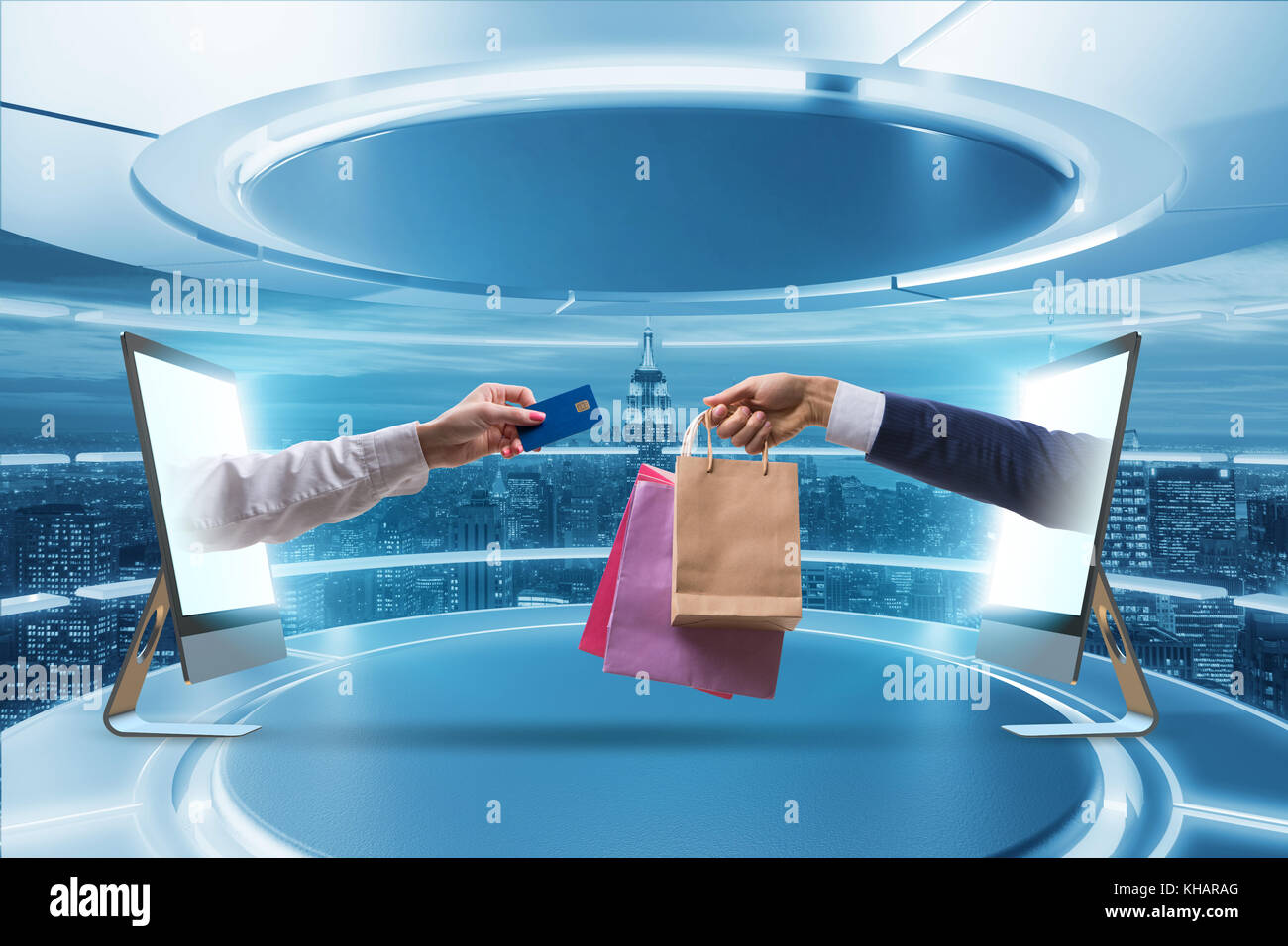 Online shopping through buying from internet Stock Photo - Alamy