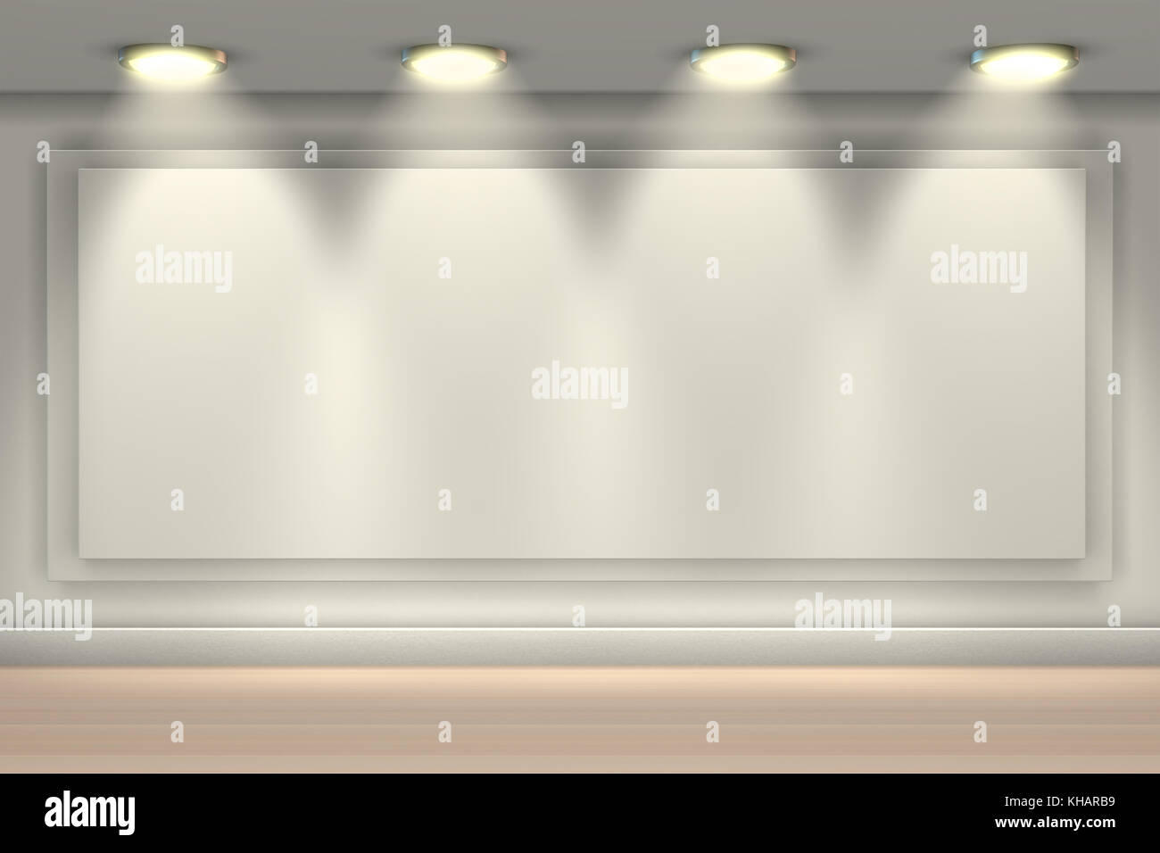 Wall brightly lit with spotlights and blank copy space for message ...