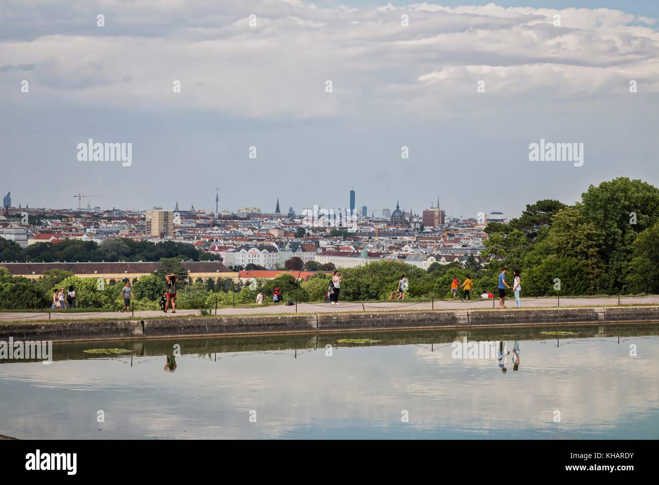 Schoenbrunn Garden at Gloriette view on the City Skyline Vienna Austria ...