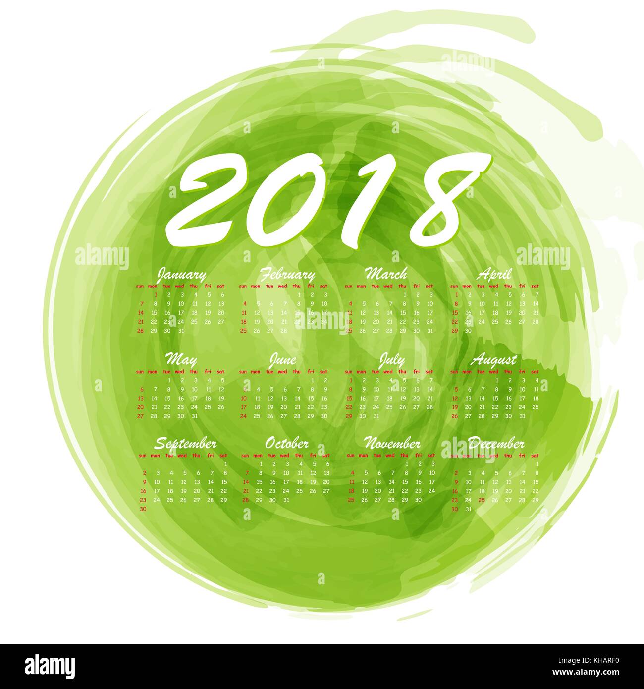 2018 watercolor abstract monthly calendar Stock Vector Image & Art - Alamy