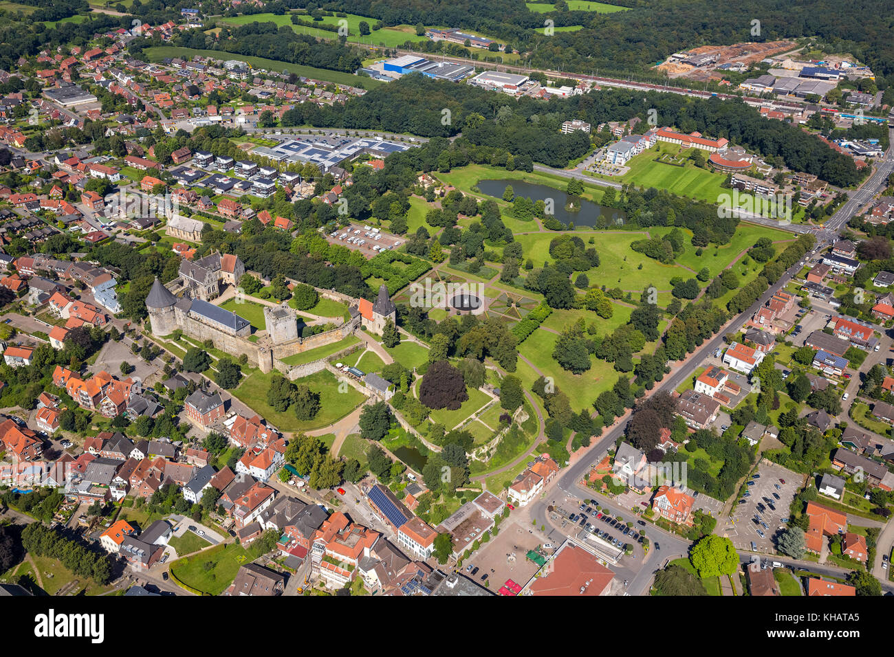 Bentheim Castle, Powder Tower, City overview, castle park, Bad Bentheim ...