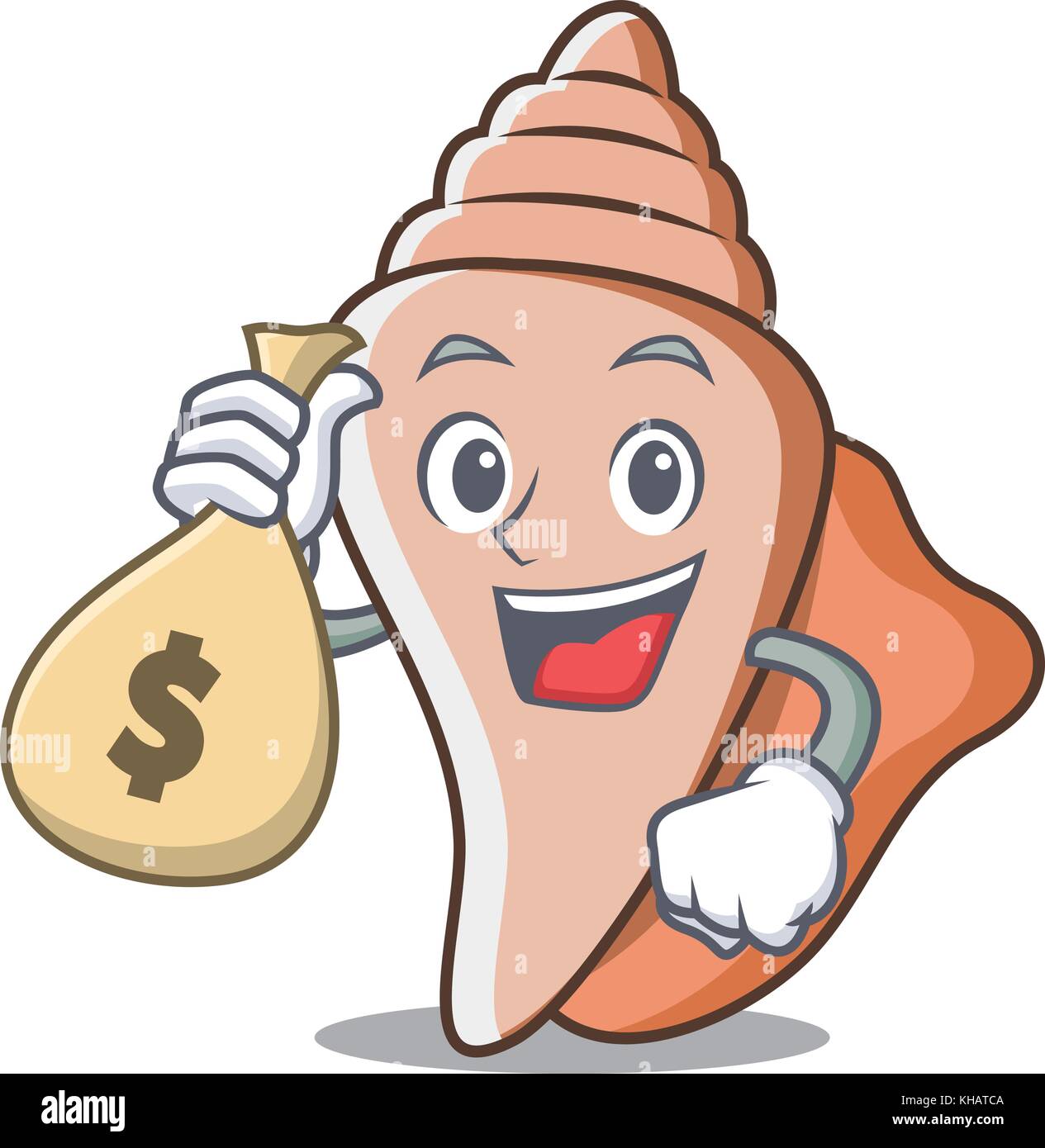 With money bag cute shell character cartoon Stock Vector Image & Art ...