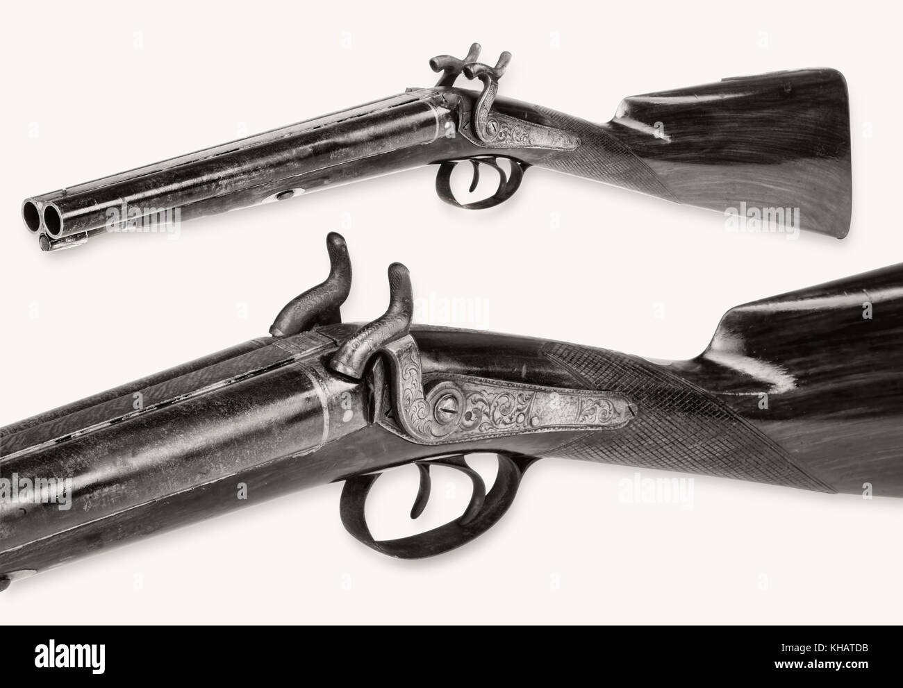 Antique cowboy double barrel shotgun Stock Photo - Alamy