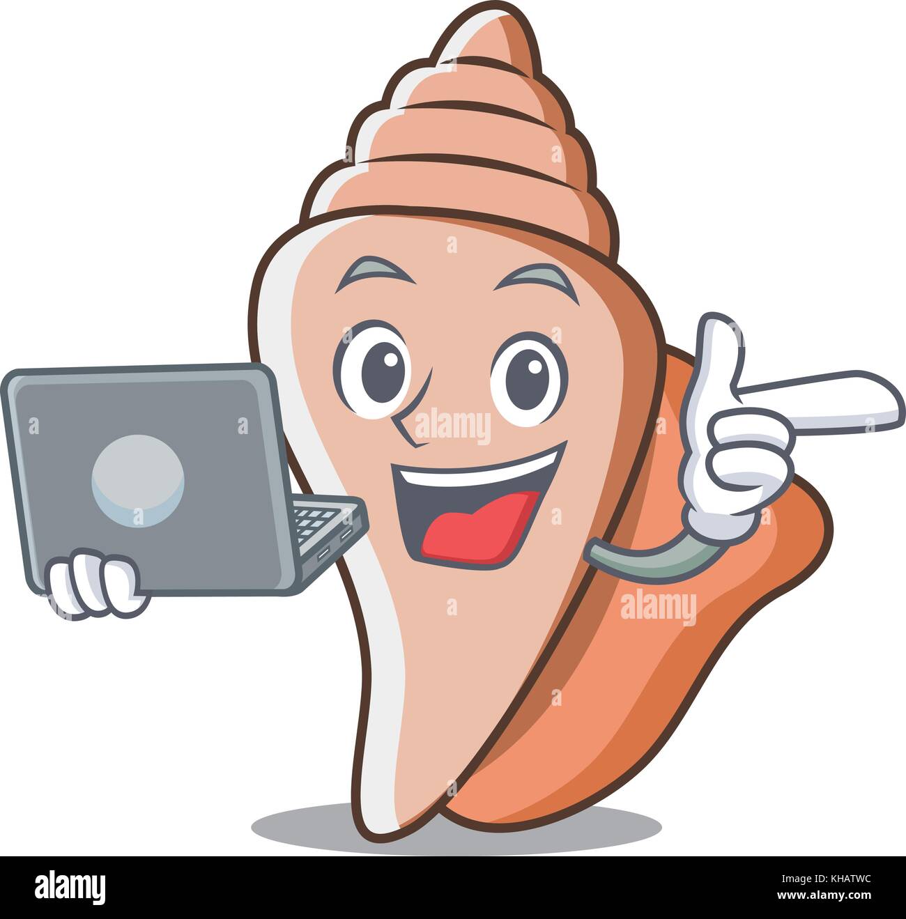 With laptop cute shell character cartoon Stock Vector Image & Art - Alamy