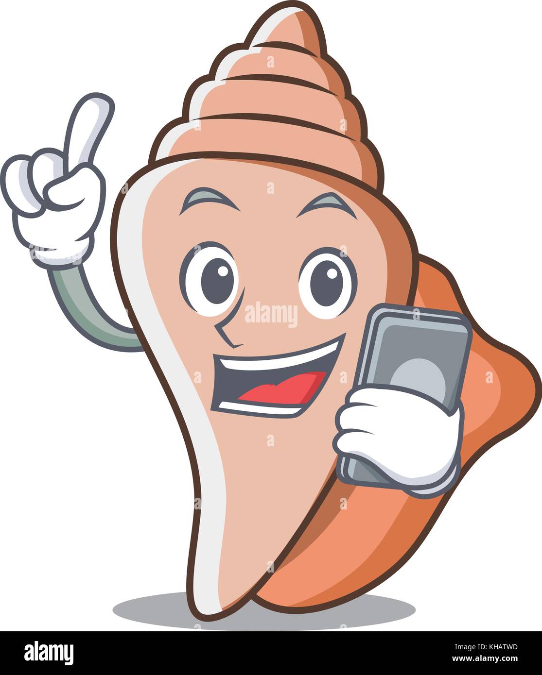 With phone cute shell character cartoon Stock Vector Image & Art - Alamy