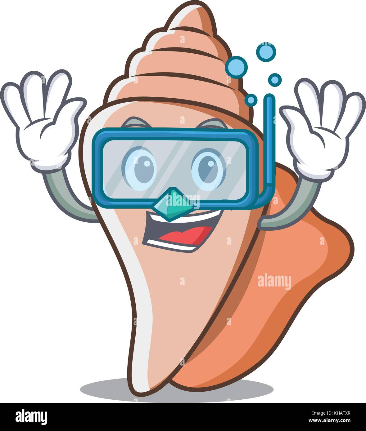 Diving cute shell character cartoon Stock Vector Image & Art - Alamy