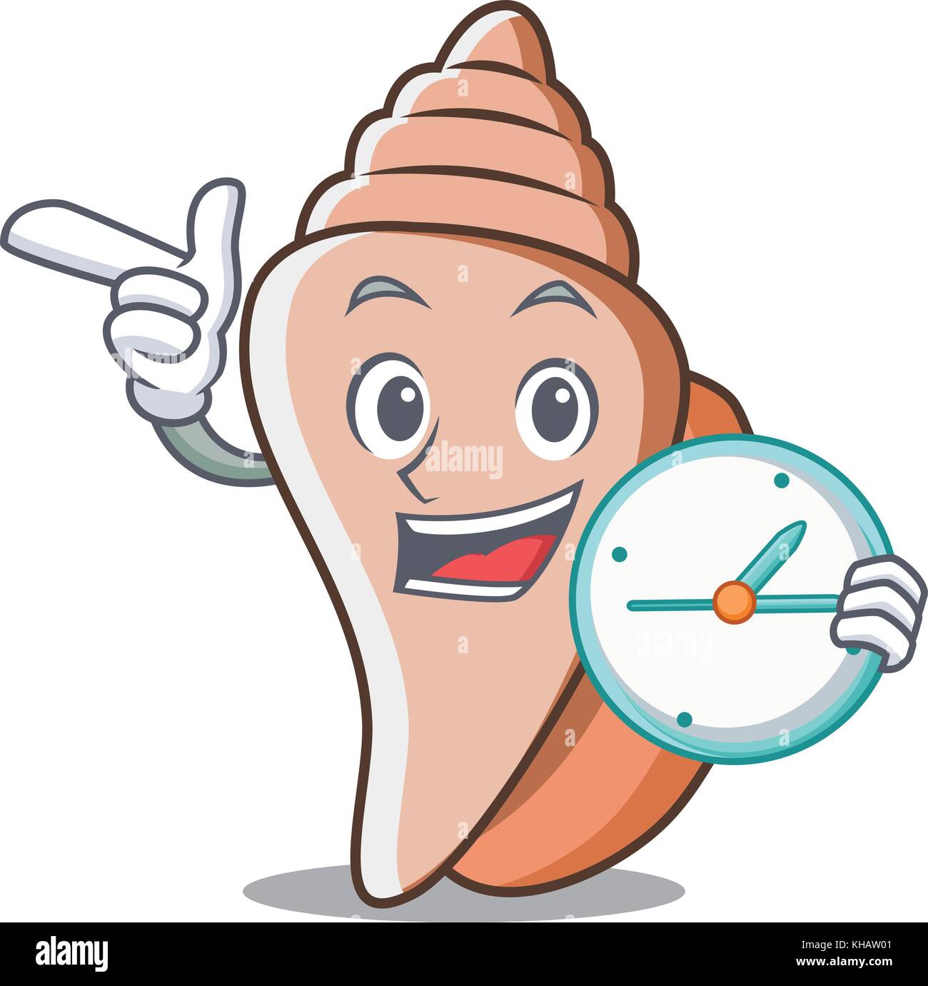 With clock cute shell character cartoon Stock Vector Image & Art - Alamy