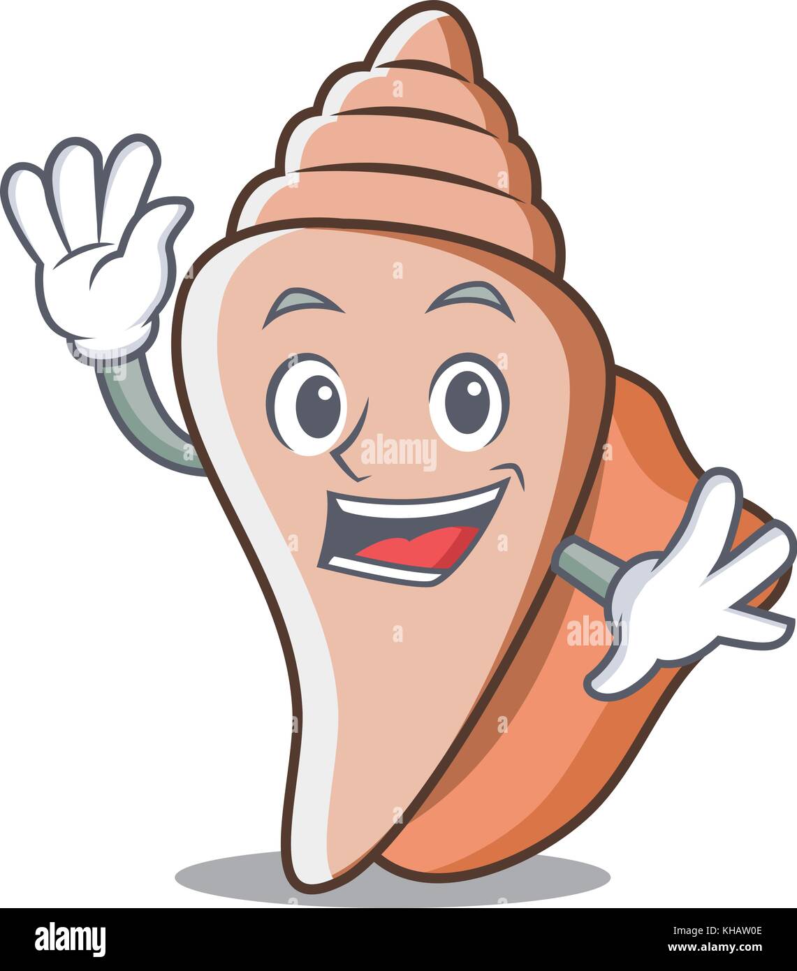 Waving cute shell character cartoon Stock Vector Image & Art - Alamy