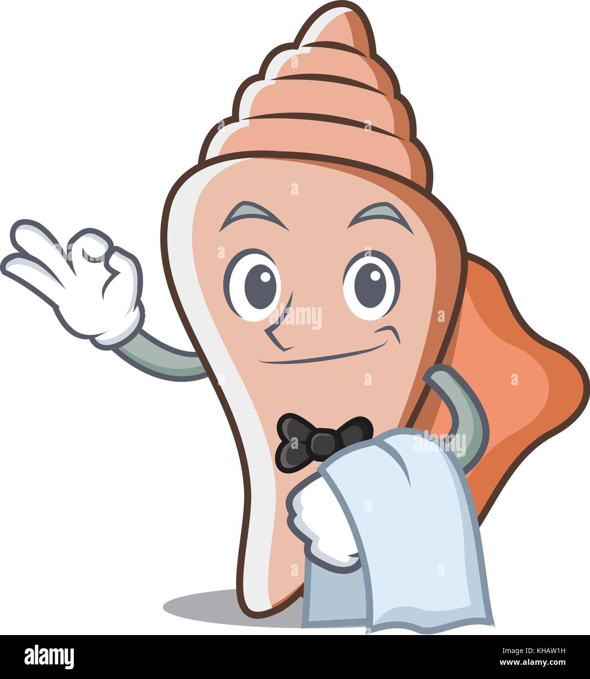 Waiter cute shell character cartoon Stock Vector Image & Art - Alamy