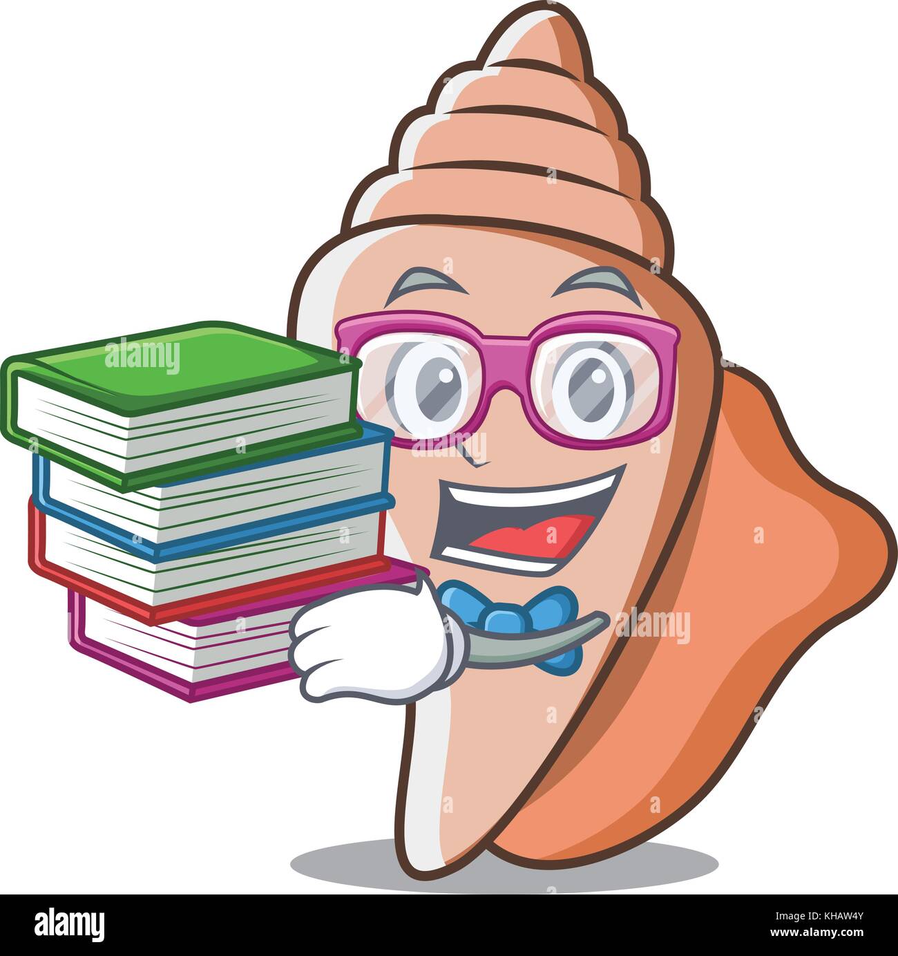 Student with book cute shell character cartoon Stock Vector Image & Art ...