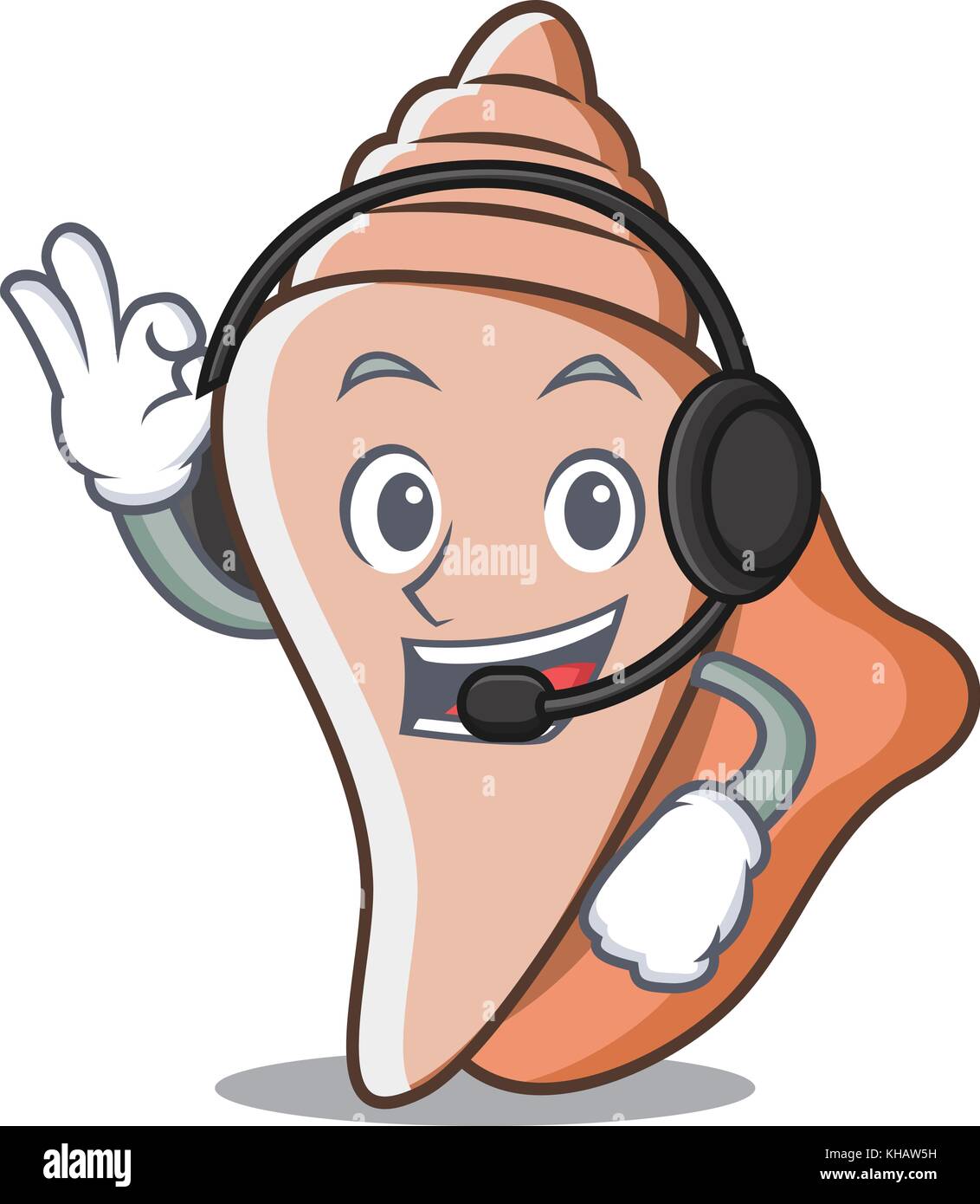 With headphone cute shell character cartoon Stock Vector Image & Art ...