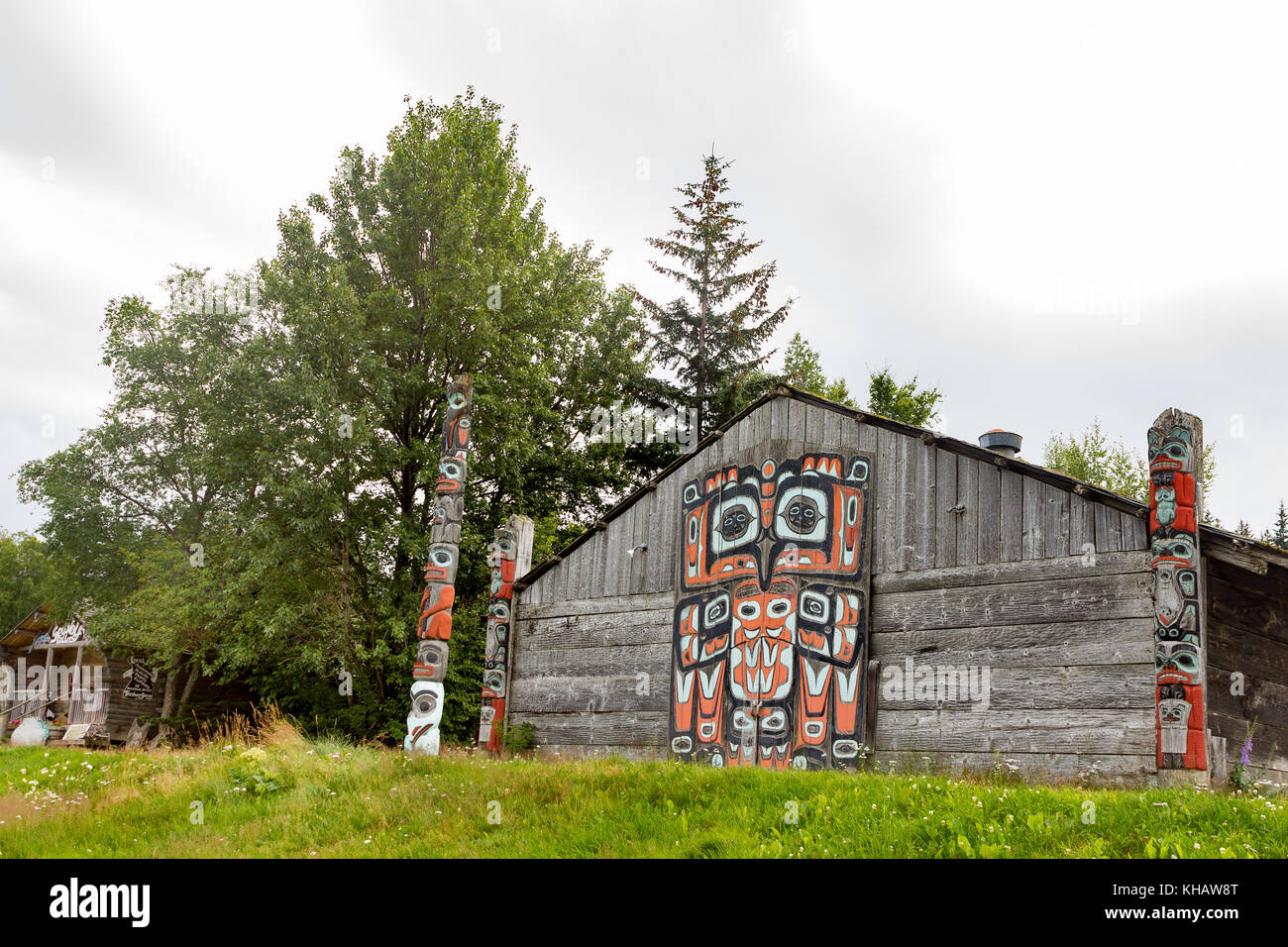 Haines, Alaska, USA - July 29th, 2017: Paintings on a Tlingit Tribal ...