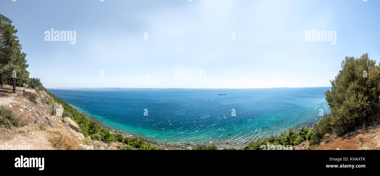 High Resolution panoramic view of Canakkale from Martyrs' Memorial area ...