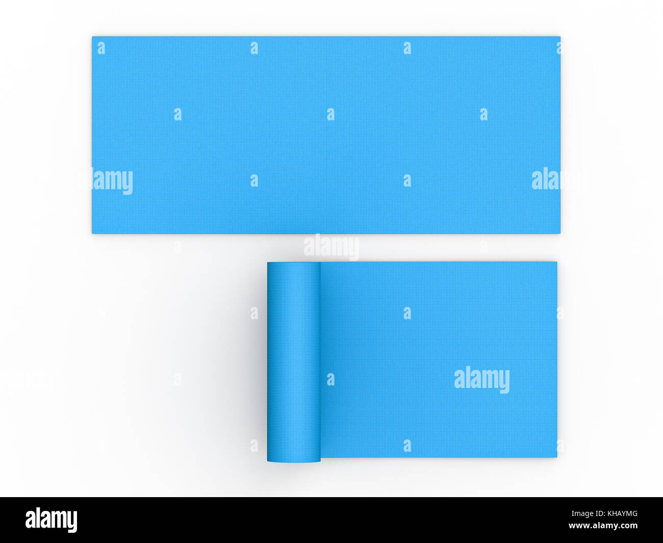 3d rendering blue yoga mat top view on white background Stock Photo - Alamy
