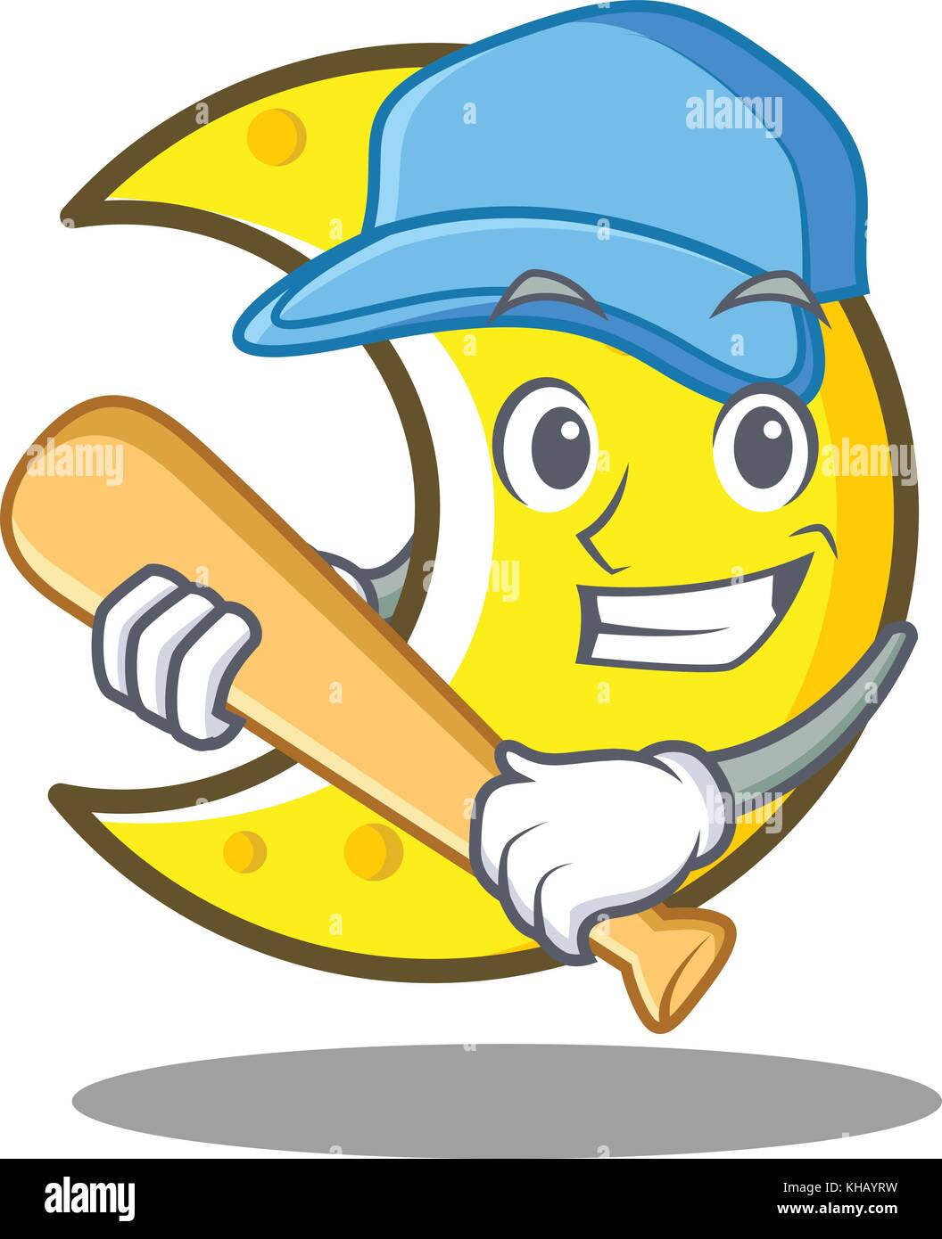 Playing baseball crescent moon character cartoon Stock Vector Image ...