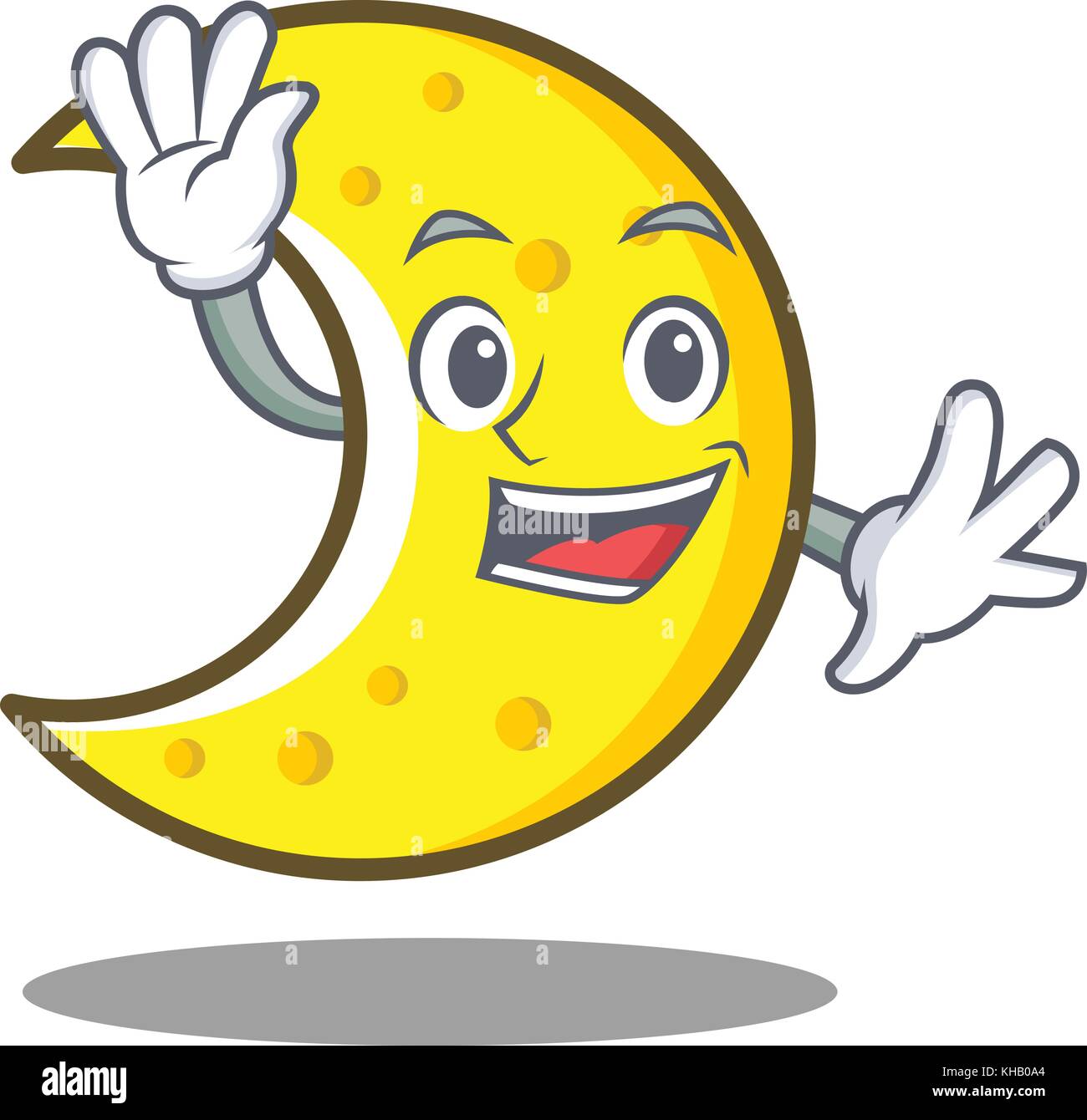 Waving crescent moon character cartoon Stock Vector Image & Art - Alamy