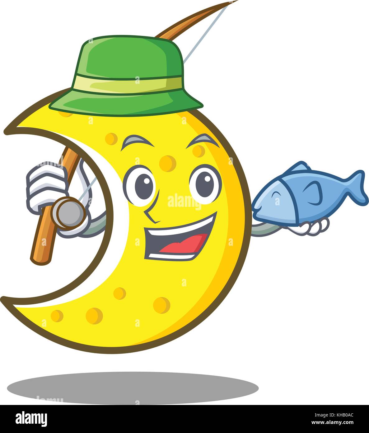 Fishing crescent moon character cartoon Stock Vector Image & Art - Alamy