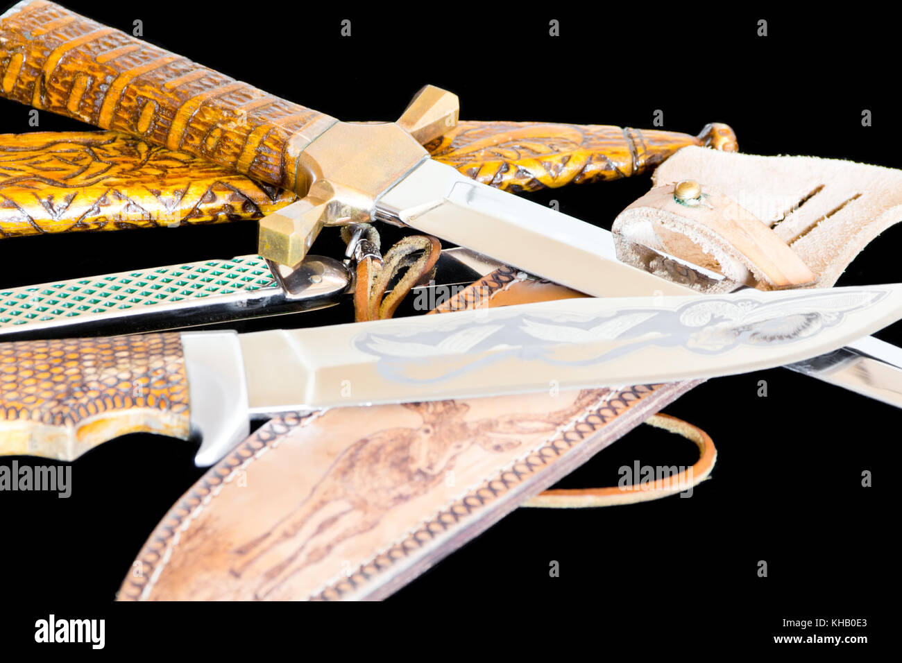 Photo of cold weapon on black background Stock Photo - Alamy