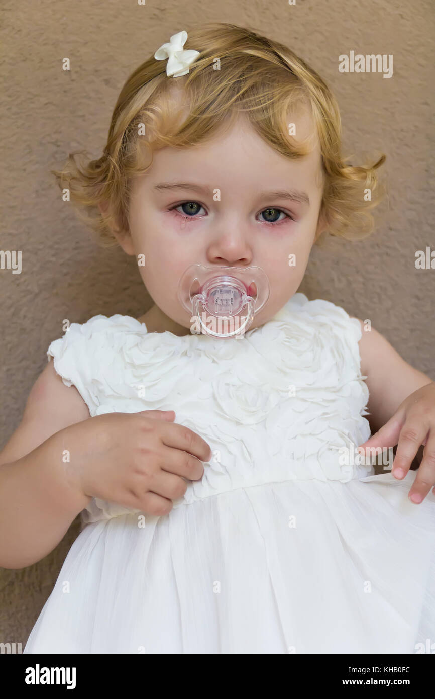 Image of cute baby girl with tear Stock Photo - Alamy