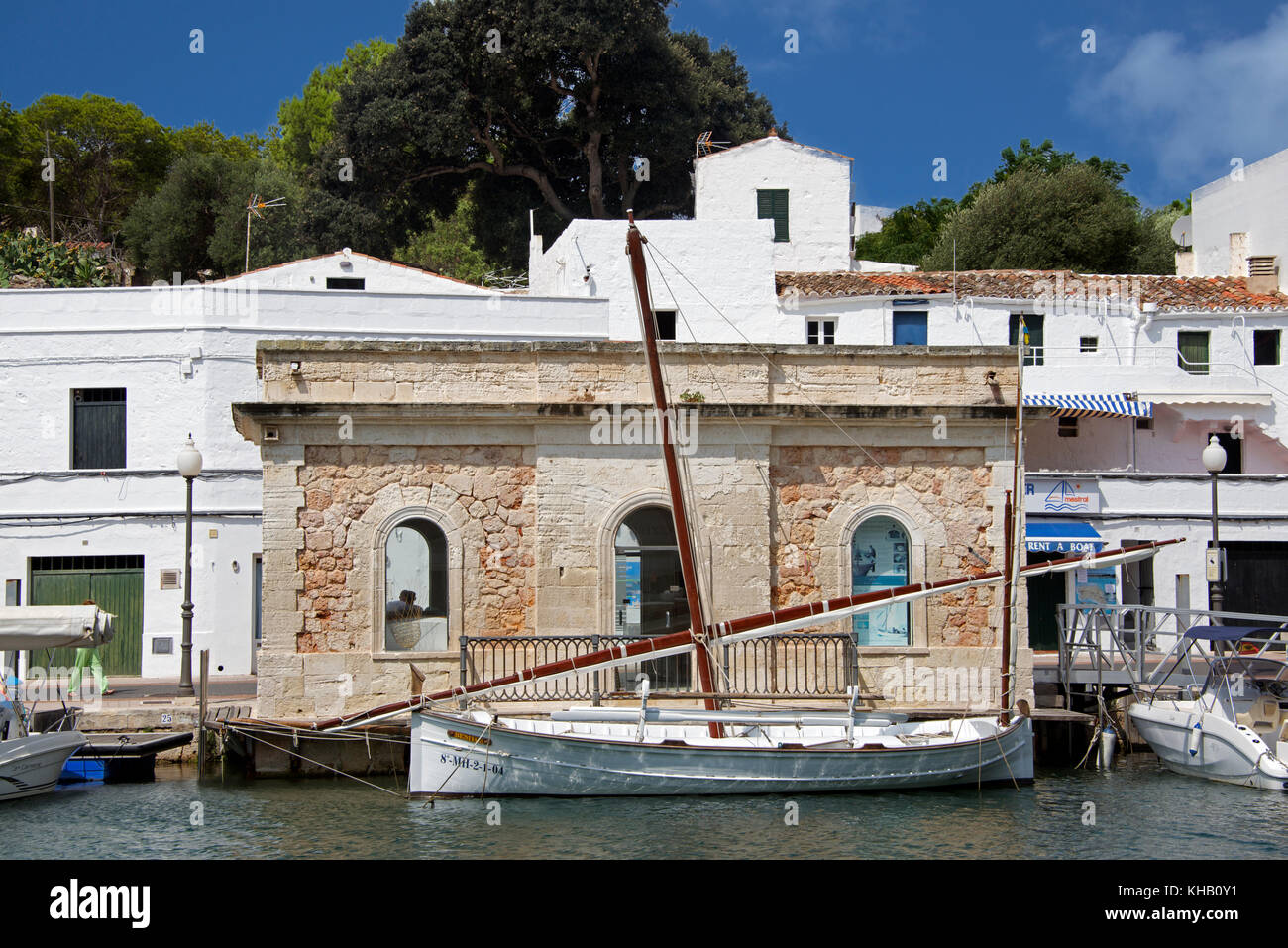Boat and promenade Ciutadella Menorca Spain Stock Photo - Alamy