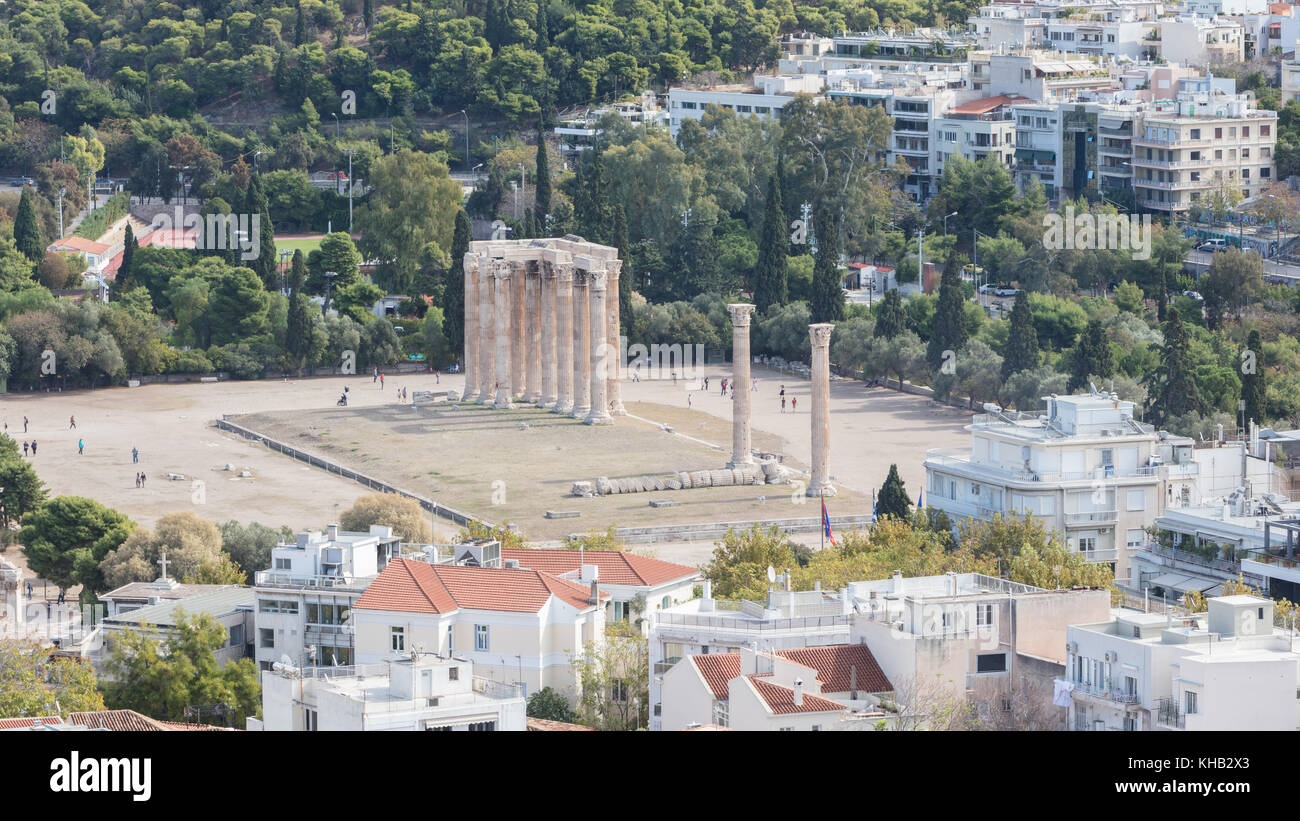 Temple of Zeus, Athens - View from the Acropolis Stock Photo - Alamy