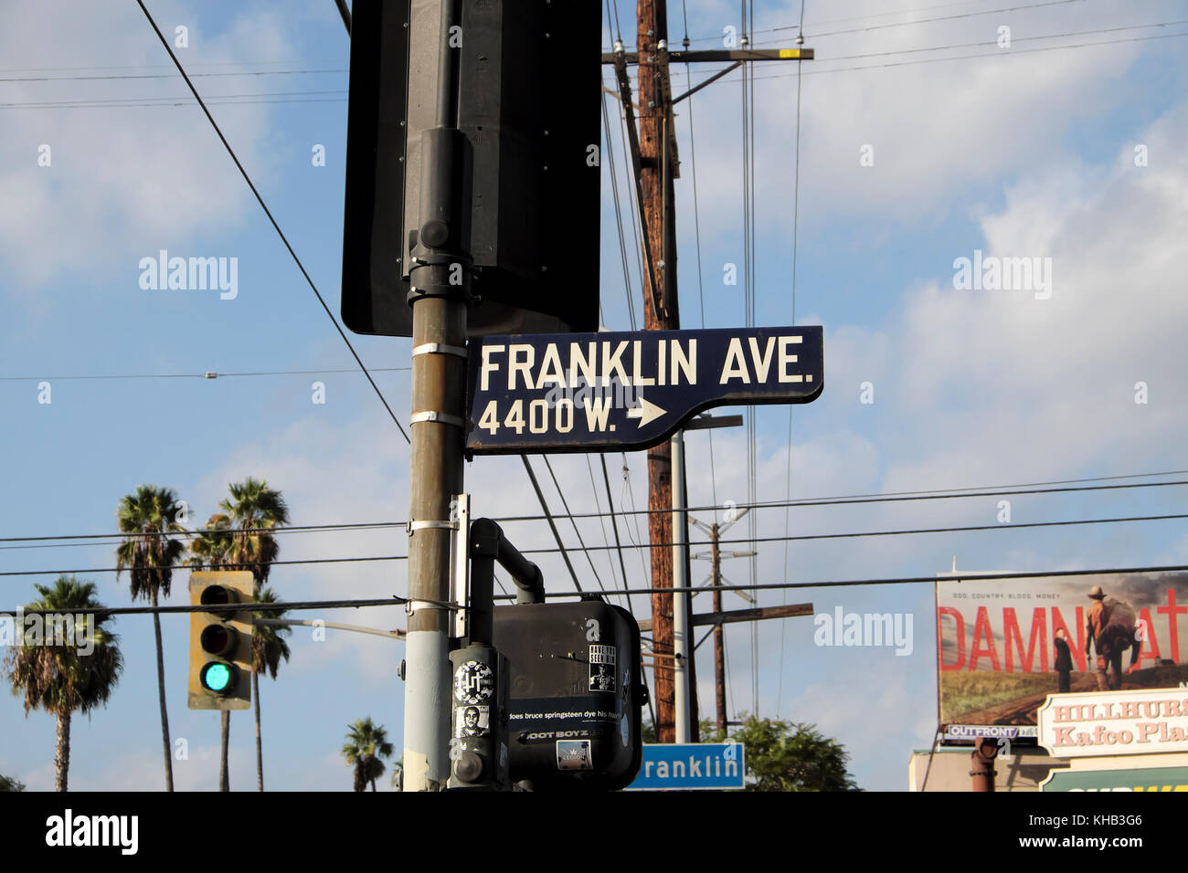 Franklin Avenue street sign and power cables on the corner of Hillhurst ...