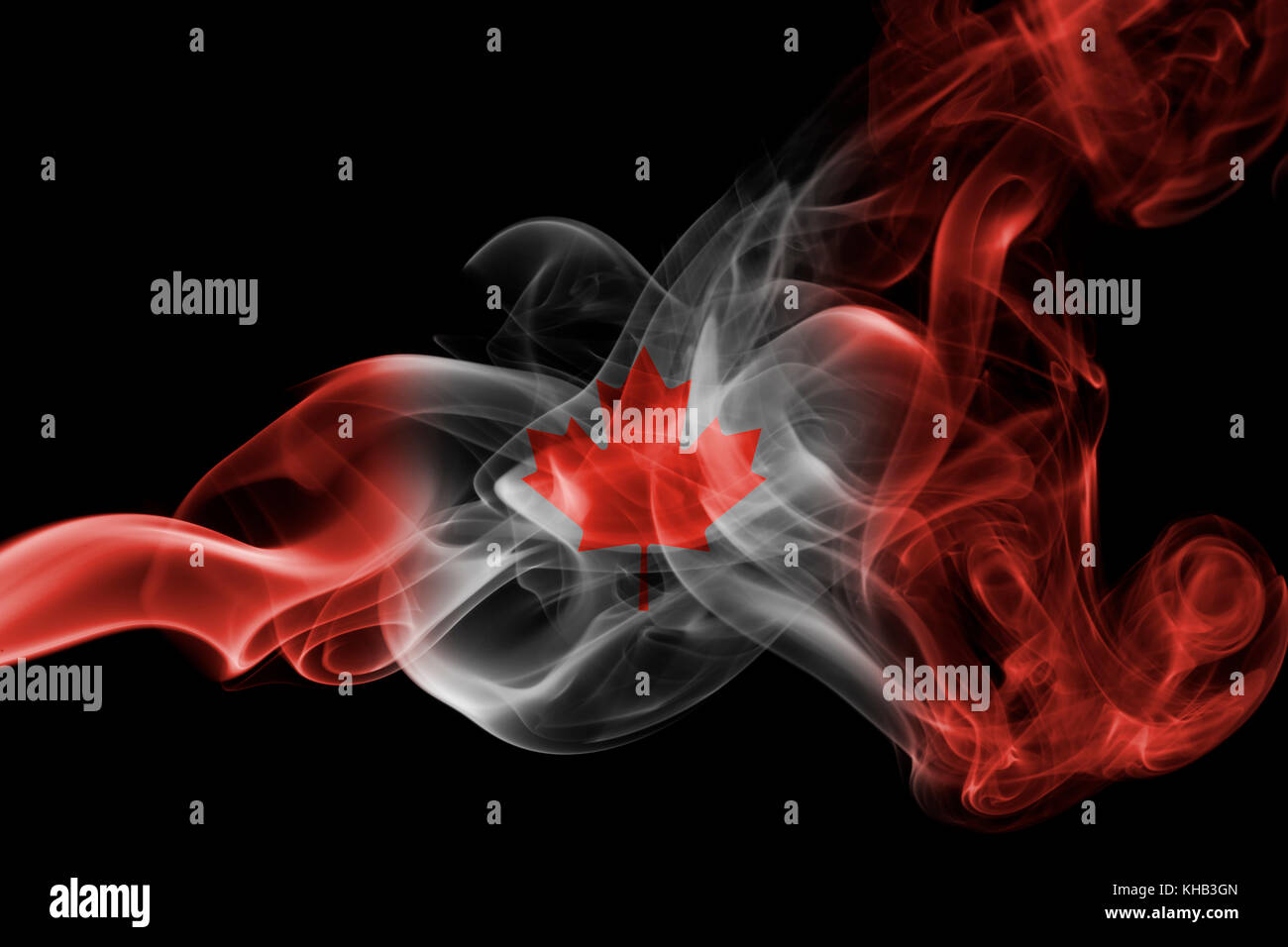 National smoke flag of Canada isolated on black background Stock Photo ...