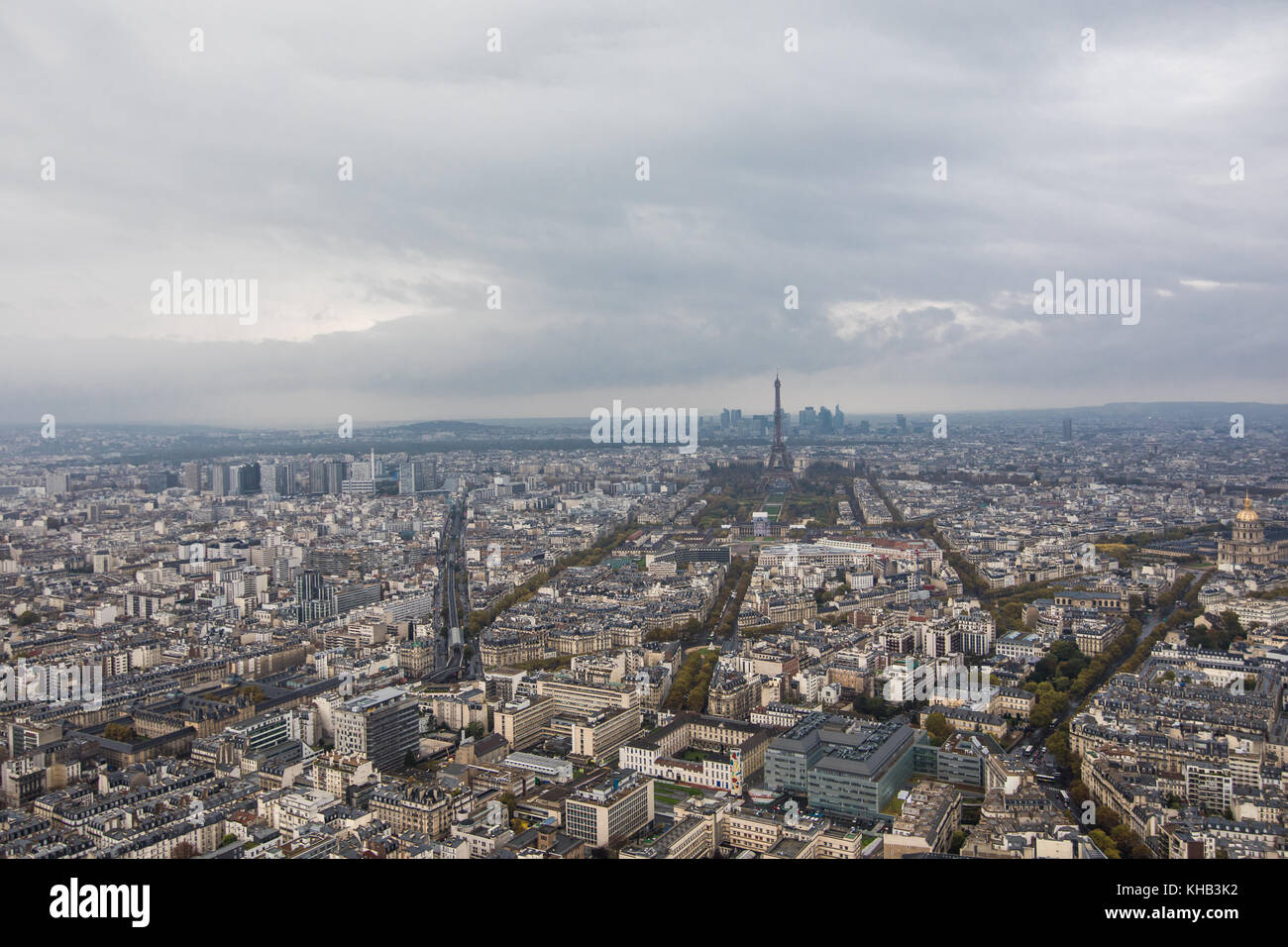 Paris, France - November, 2017. Areal view of Paris skyline at sunset ...