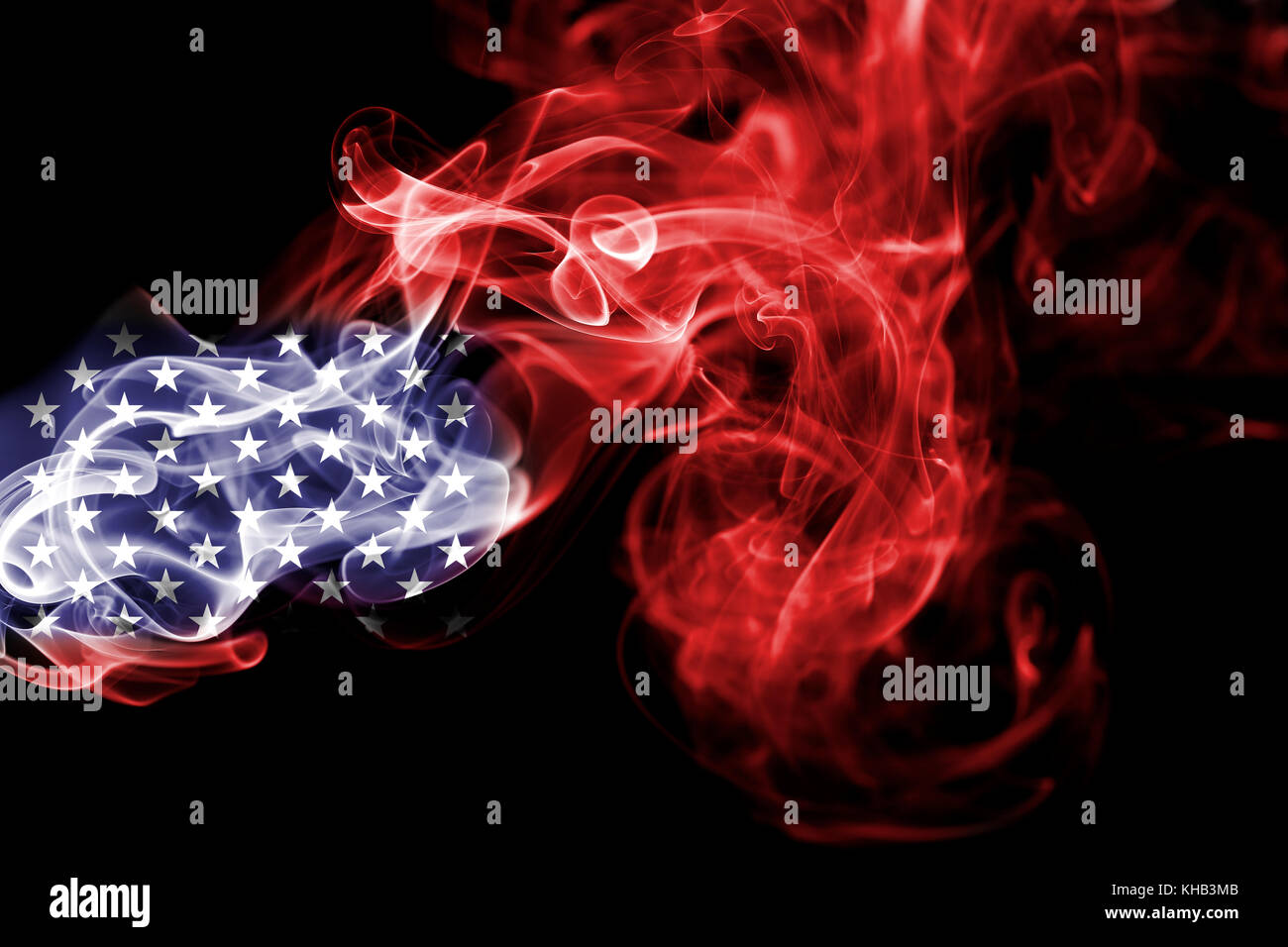 National smoke flag of United States of America isolated on black ...