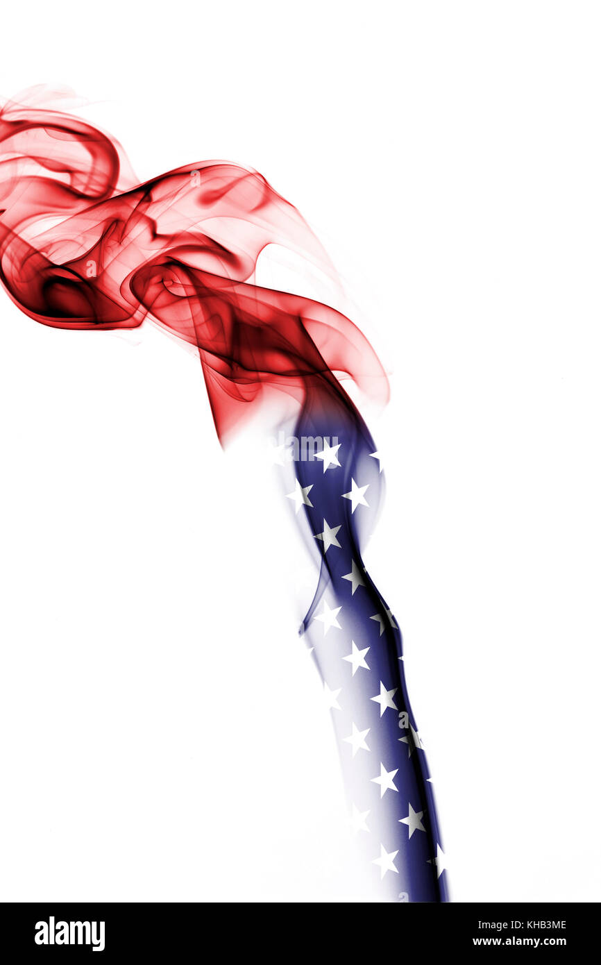 National smoke flag of United States of America isolated on white ...