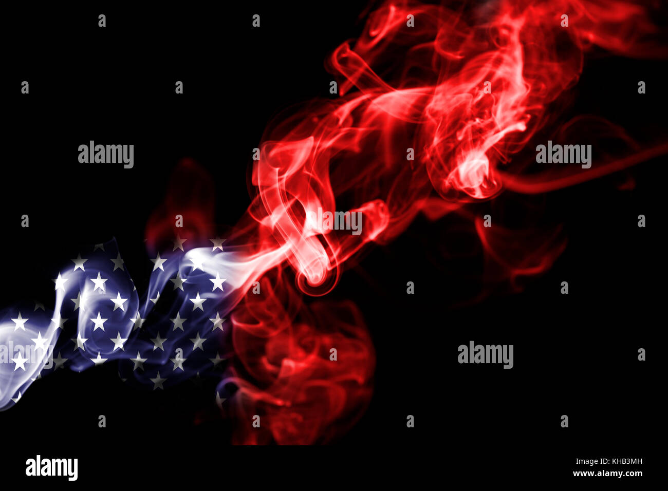 National smoke flag of United States of America isolated on black ...
