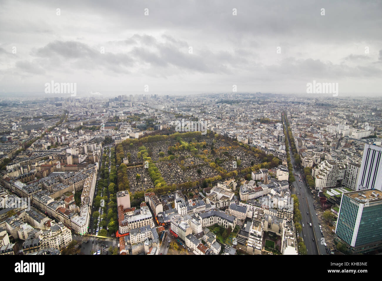 Paris, France - November, 2017. Areal view of Paris skyline at sunset ...