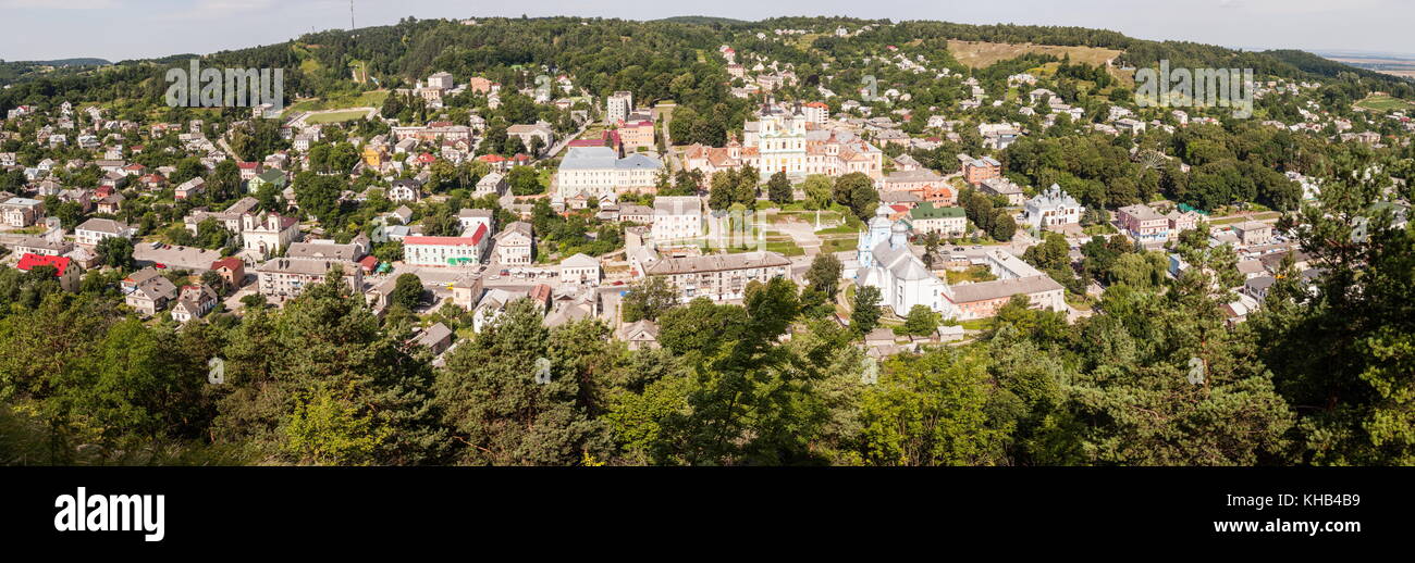 Top aerial panoramic landscape of Kremenets city, Ternopil region ...