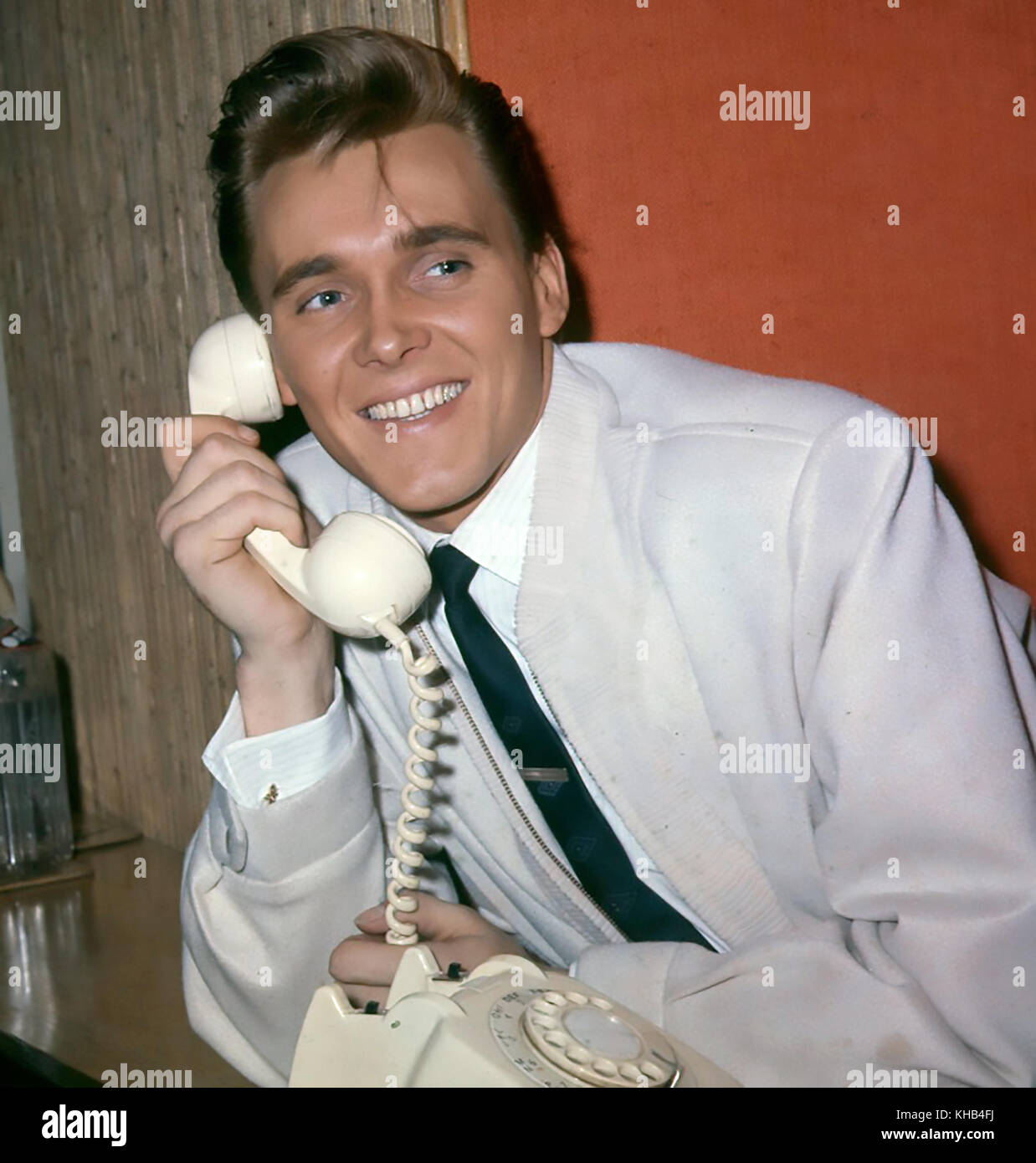 BILLY FURY (1940-1983) English pop singer at his London home in 1966 ...
