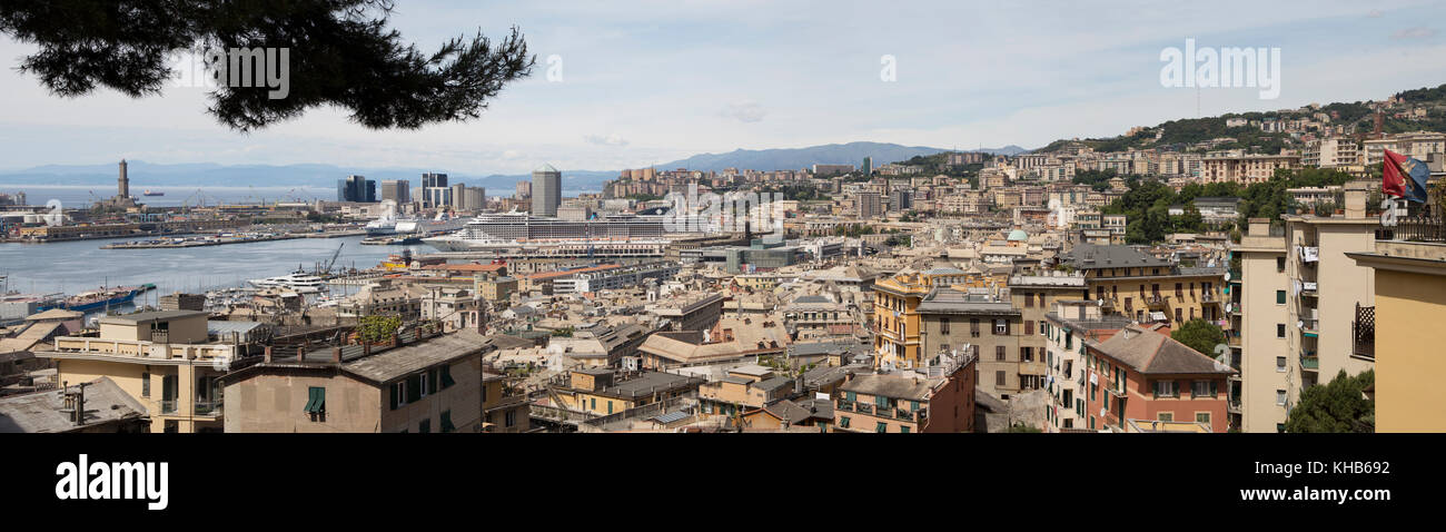 Italy, Genoa, Panoramic view over Genoa Stock Photo - Alamy