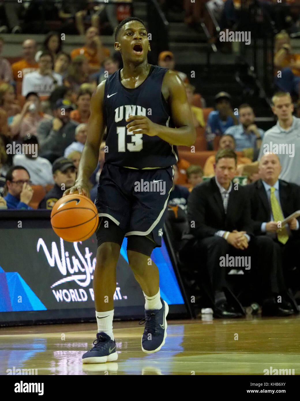 Austin, Texas.Halftime. 14th Nov, 2017. Elijah Jordan #13 of the New ...