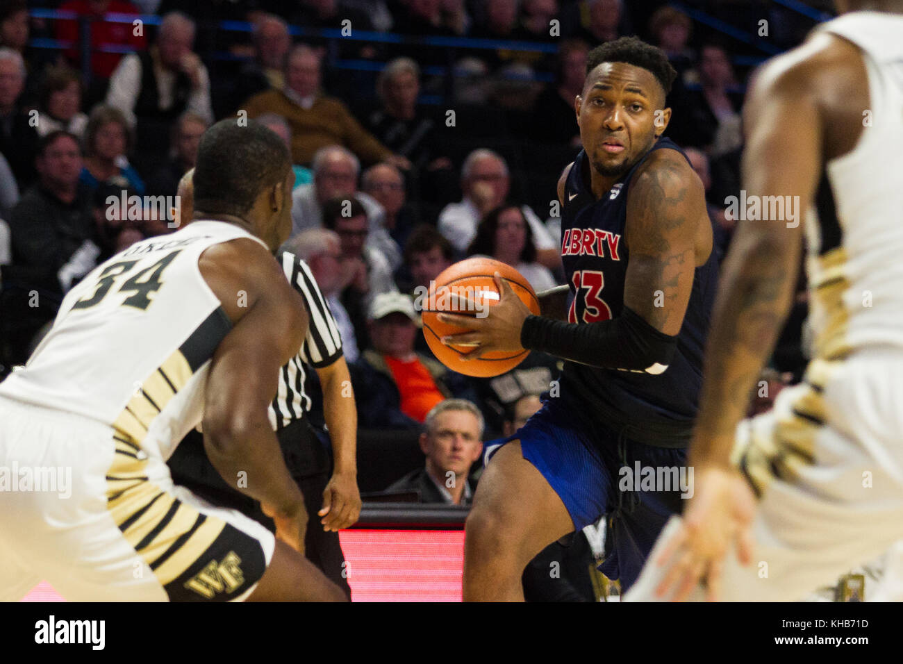 Winston-Salem, NC, USA. 14th Nov, 2017. Liberty guard Isaiah Williams ...