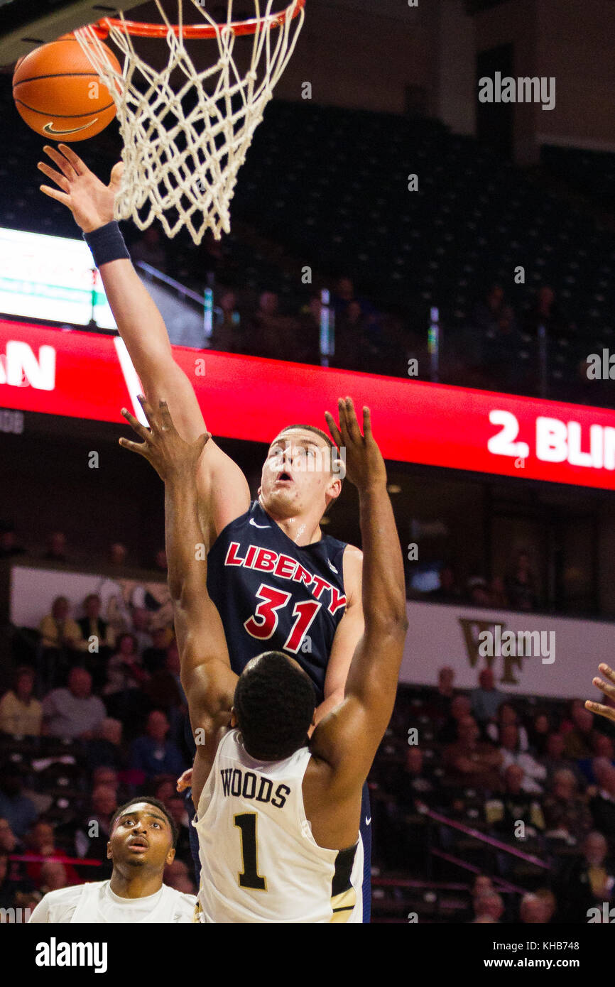 Winston-Salem, NC, USA. 14th Nov, 2017. Liberty forward Scottie James ...