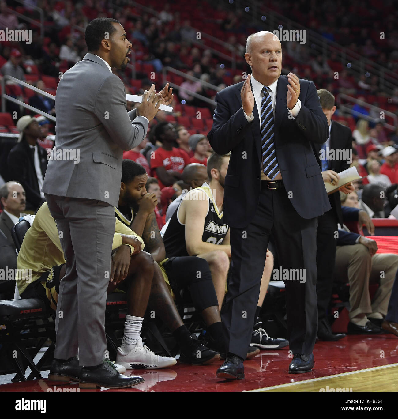 Raleigh, North Carolina, USA. 14th Nov, 2017. TIM O'SHEA, head coach of ...