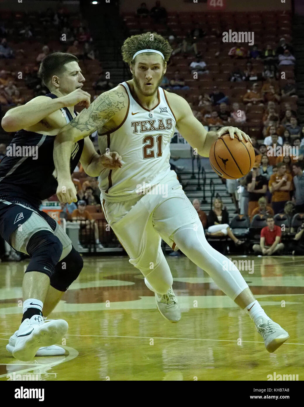 Austin, Texas. Nov 14th, 2017. Dylan Osetkowski #21 of the Texas ...